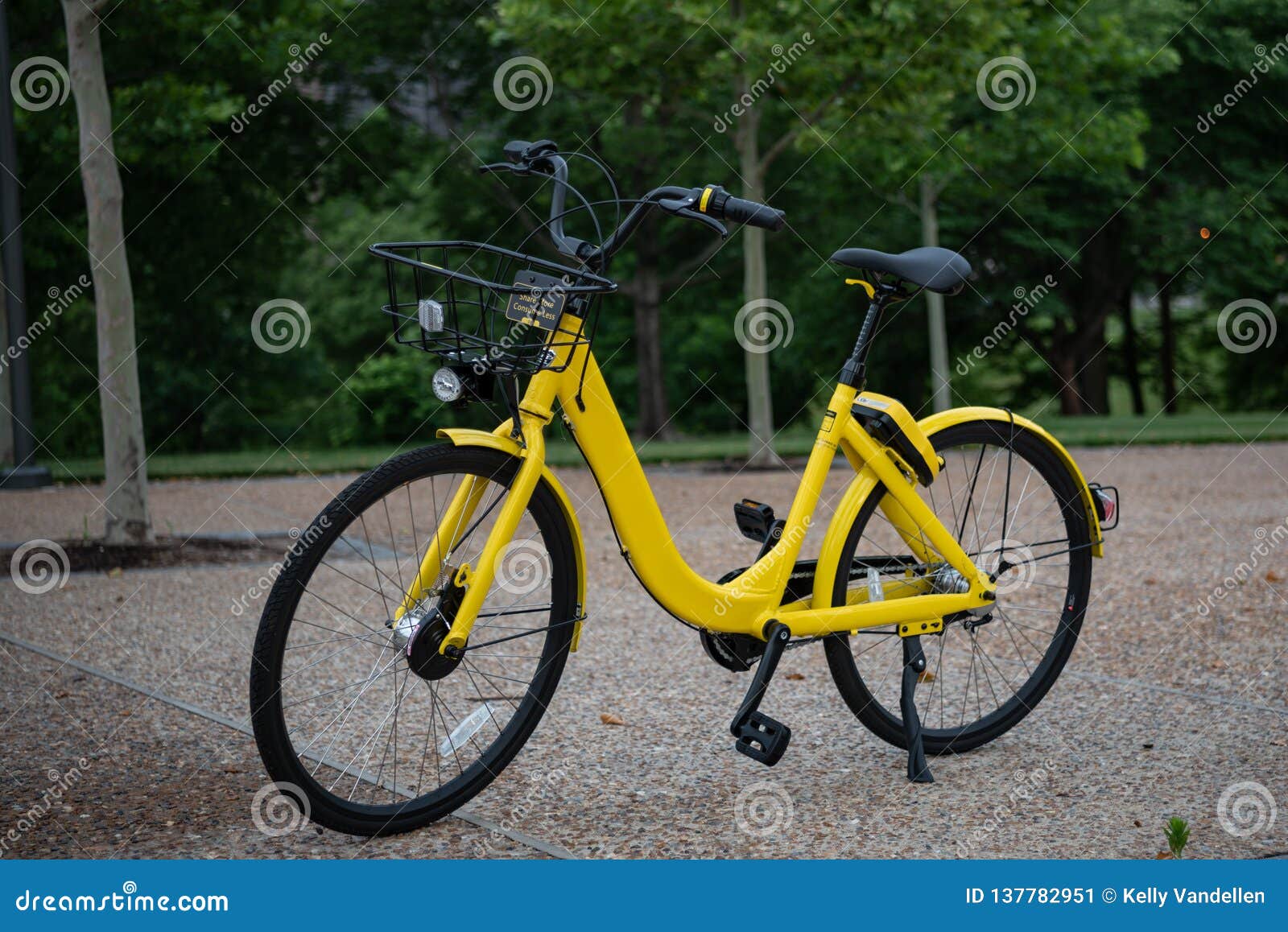 Yellow Bicycle on City Sidewalk Stock Image - Image of detail ...