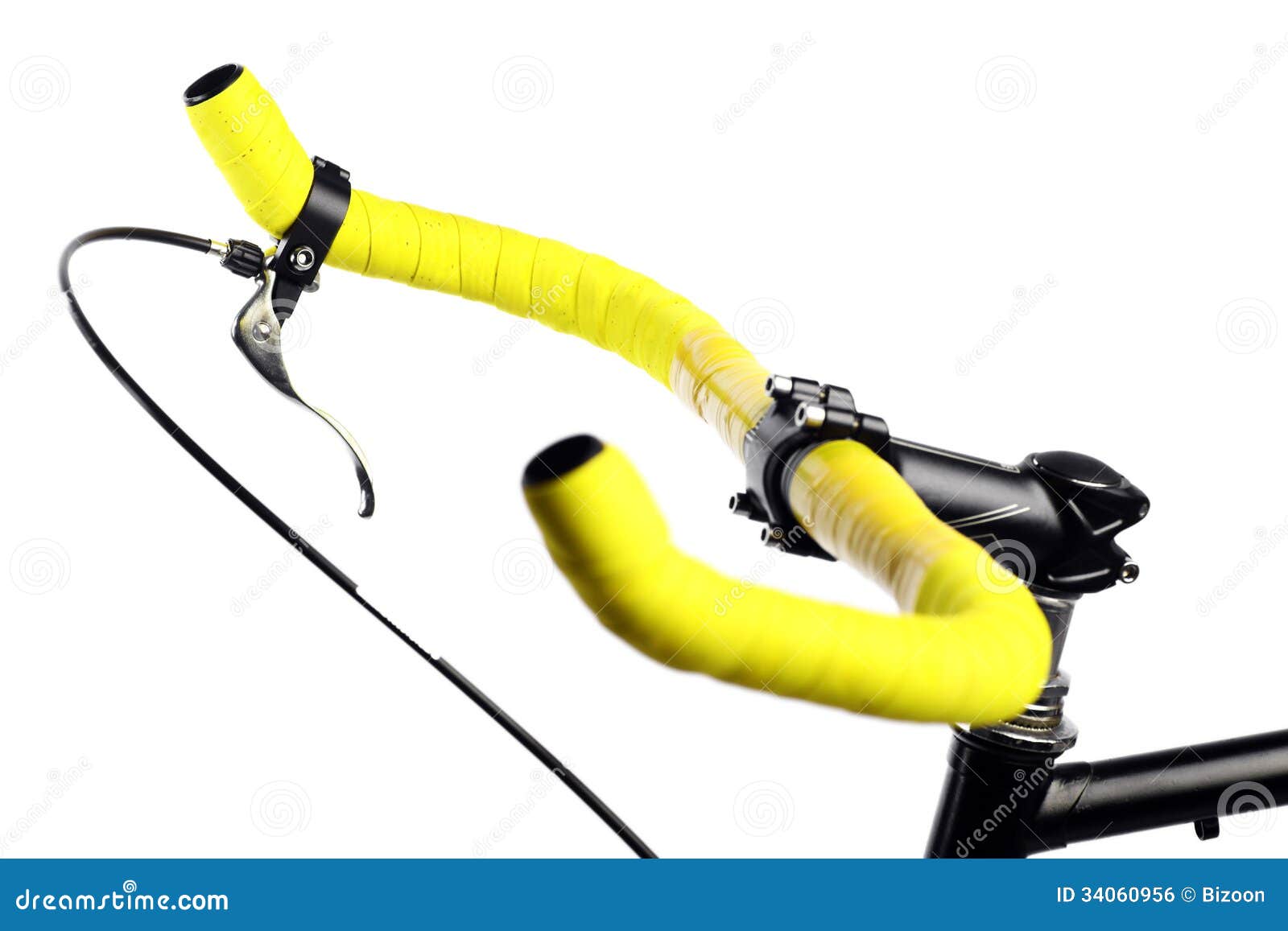 Yellow bicycle handlebar stock photo. Image of biking - 34060956