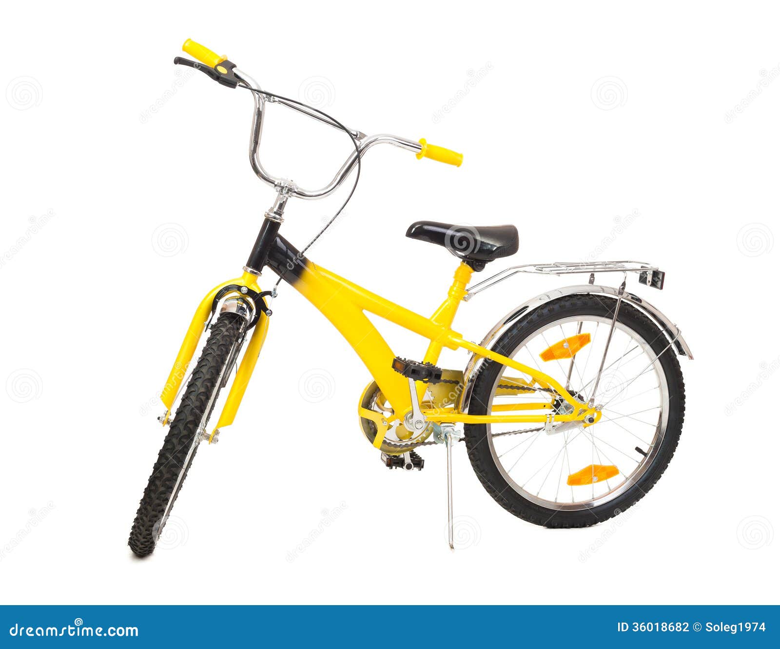 Yellow bicycle isolated stock photo. Image of black, chain - 36018682