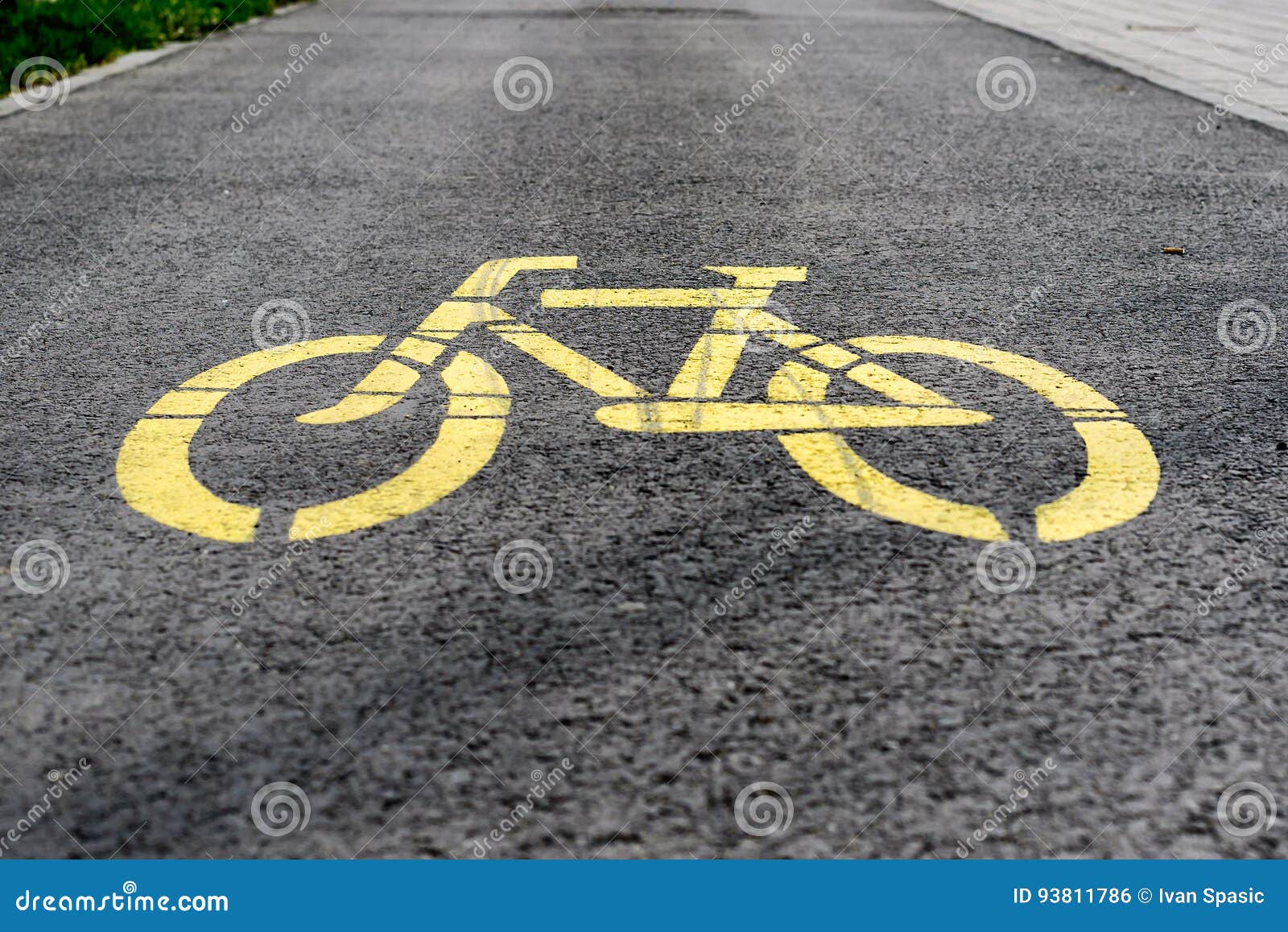Yellow bicycle sign stock photo. Image of drive, bike - 93811786