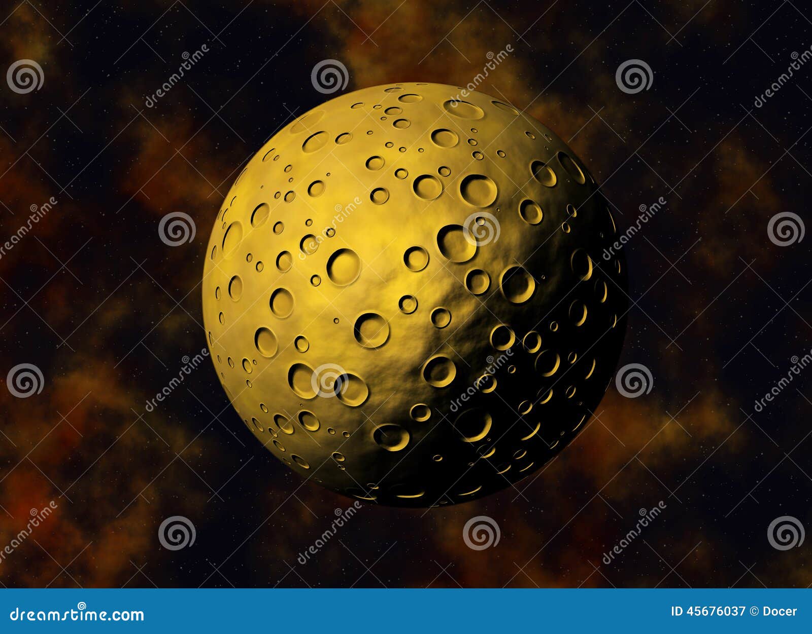Yellow Big Meteorite with Craters on a Space Backgrounds Stock Image ...