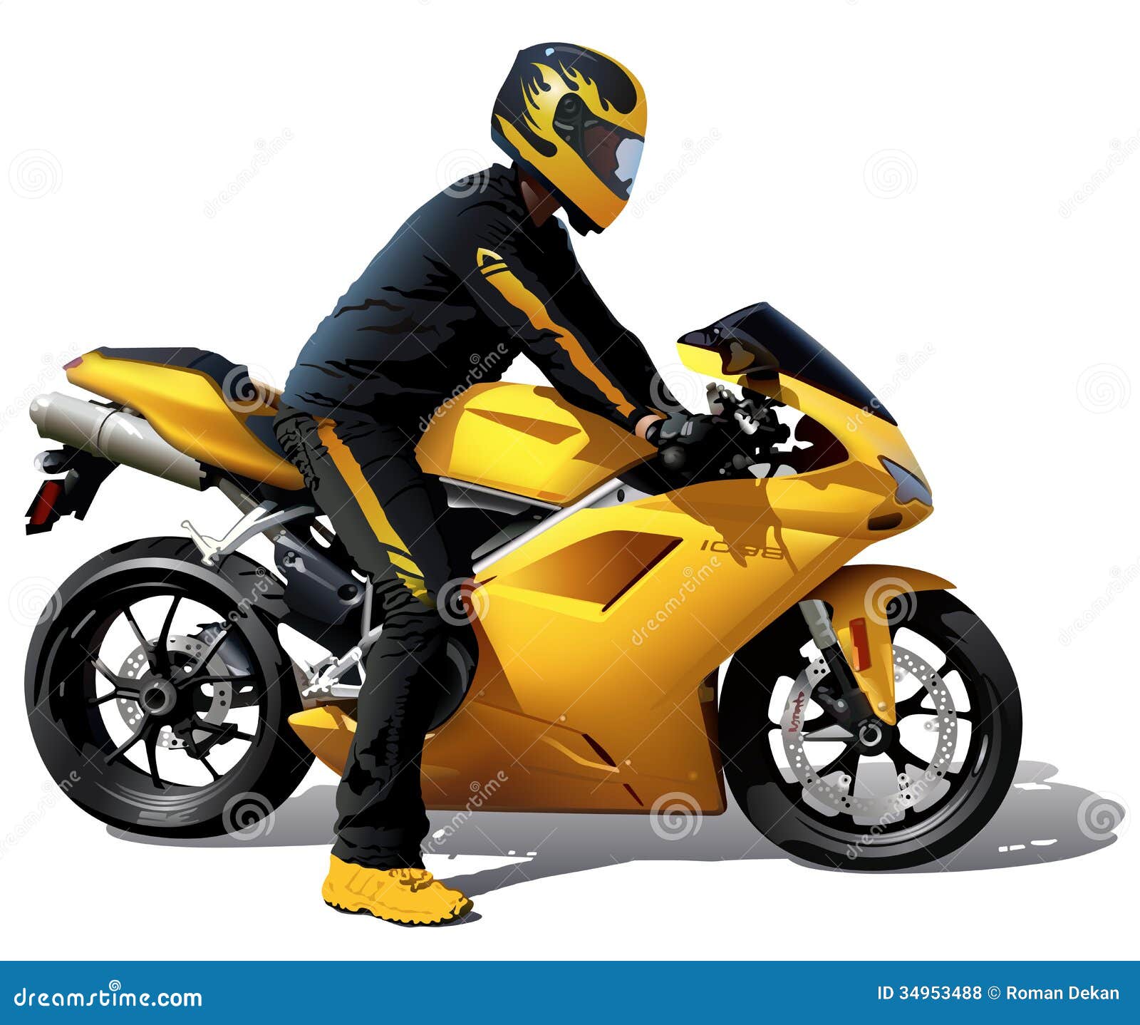 Yellow Bike stock vector. Illustration of transport, exhaust - 34953488