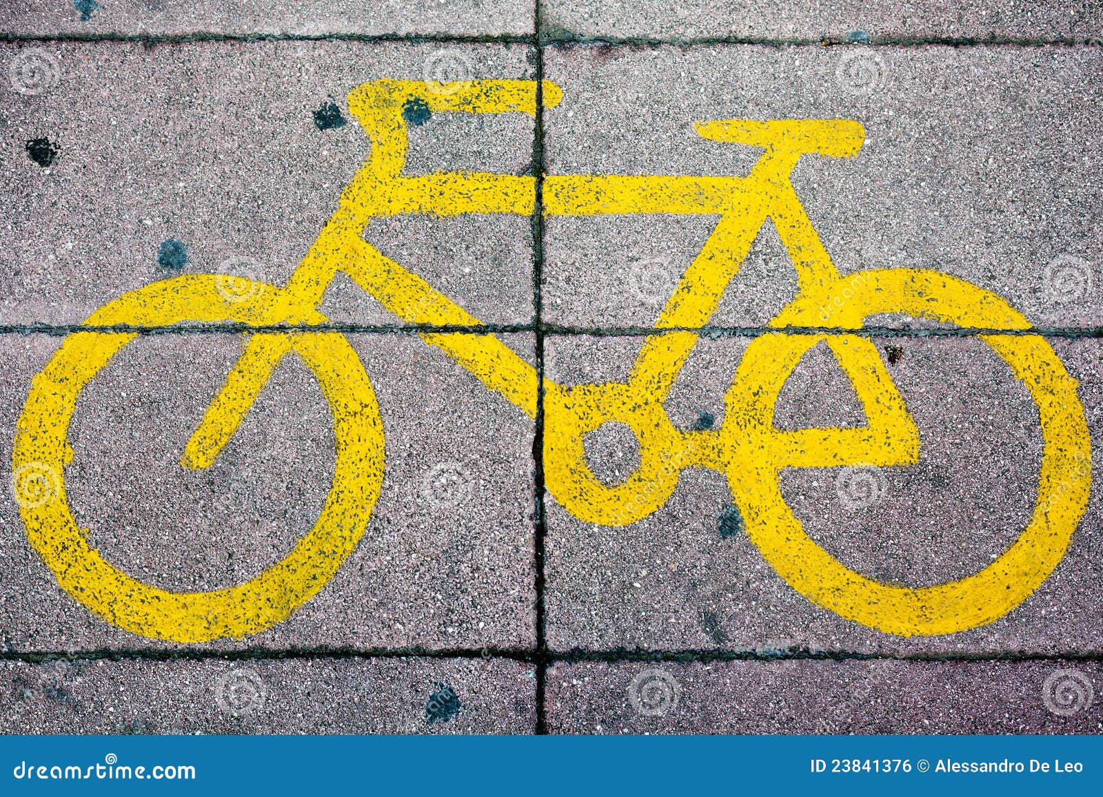 Yellow Bike Lane Sign stock photo. Image of close, path - 23841376
