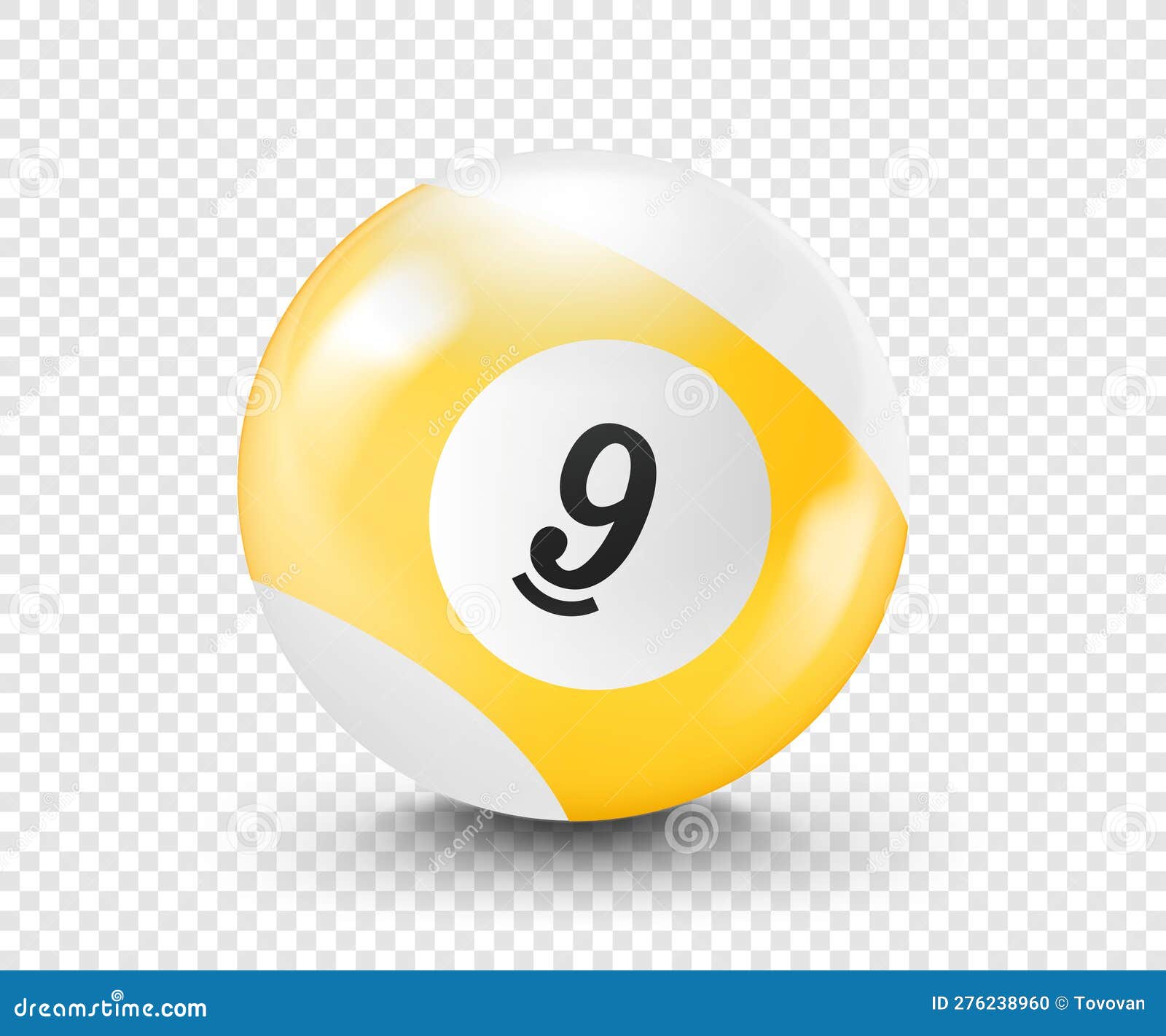 Yellow Billiard Ball with Number 9. 3d Vector Isolated on Transparent ...