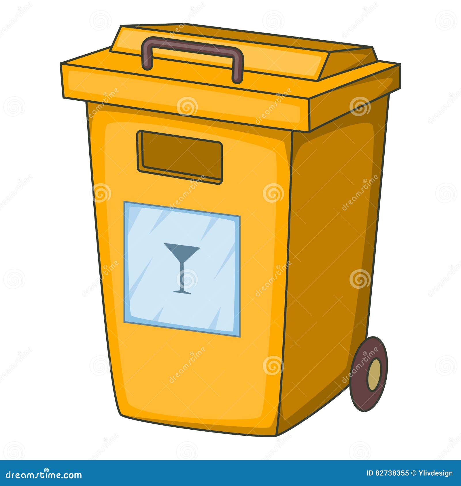 Yellow Bin Garbage Container Icon, Cartoon Style Stock Vector ...