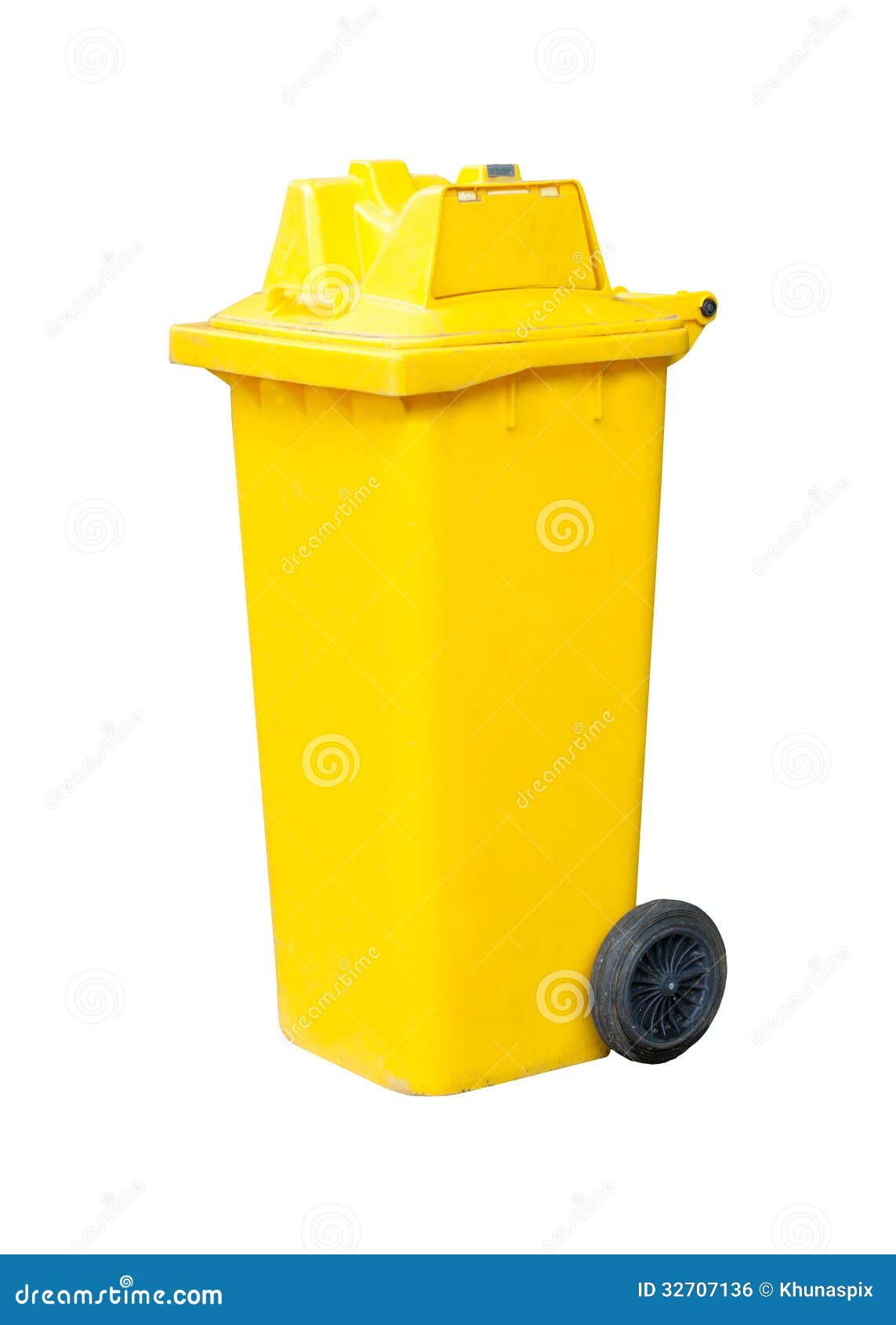 Yellow Bin Trash Isolated White Stock Photo - Image of wheel, metal ...