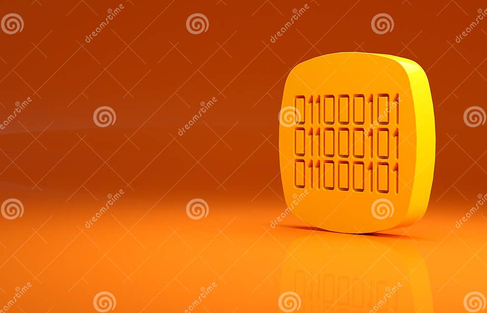 Yellow Binary Code Icon Isolated on Orange Background. Minimalism ...