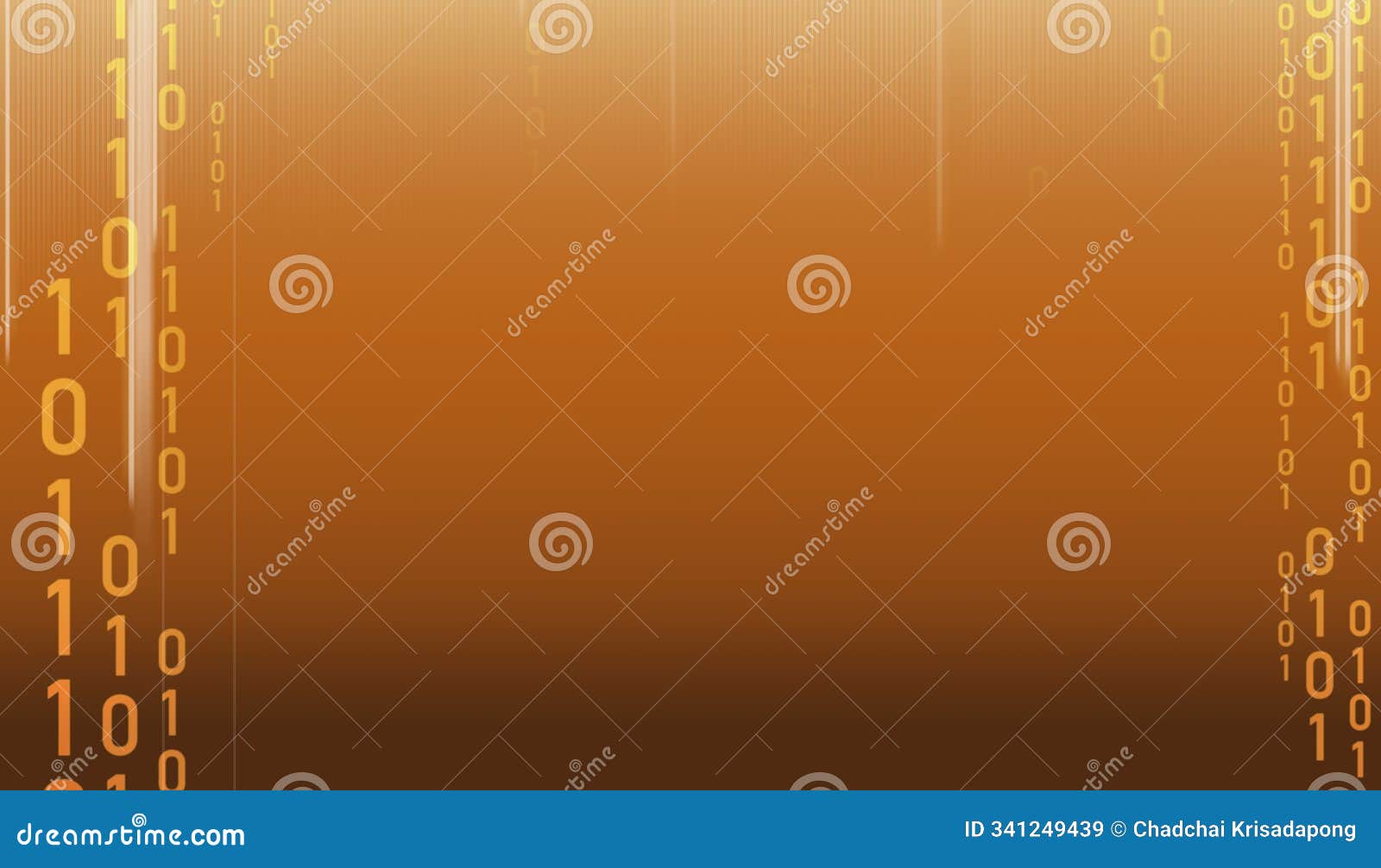 Yellow Binary Numbers 0101 Code On Gradient Orange Background Data Stream For Infosec And