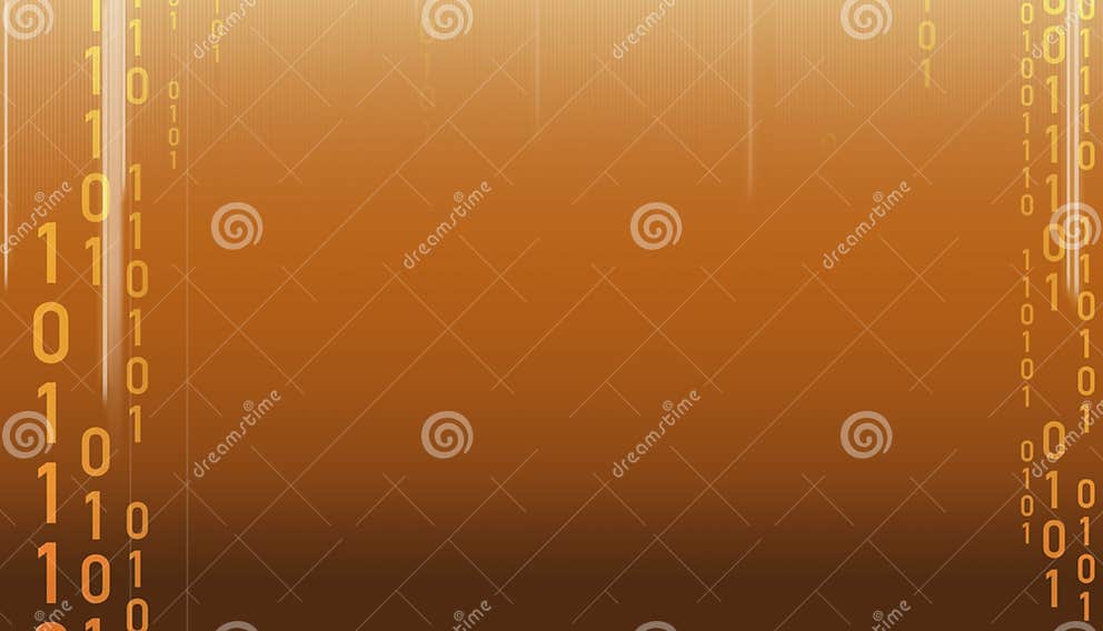 Yellow Binary Numbers 0101 Code on Gradient Orange Background. Data ...