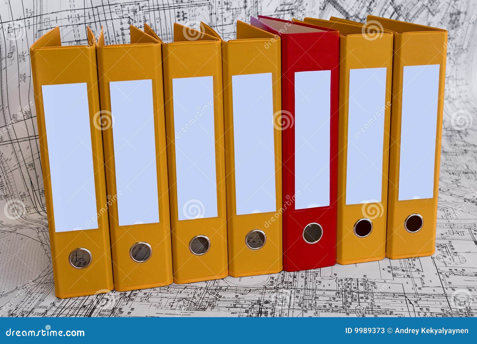 Yellow Binder Folders In The Design Drawings Royalty-Free Stock Photo ...