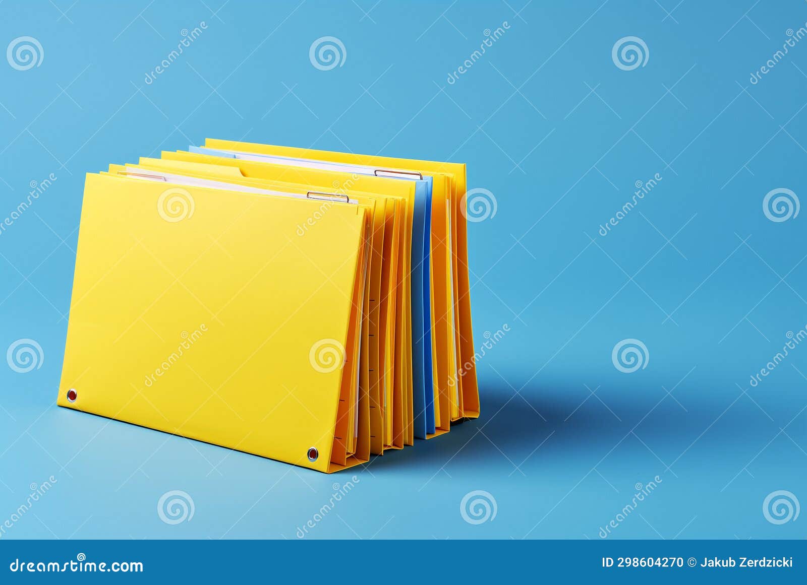 Yellow Binders with Documents Has a Blue Background. Generative AI ...