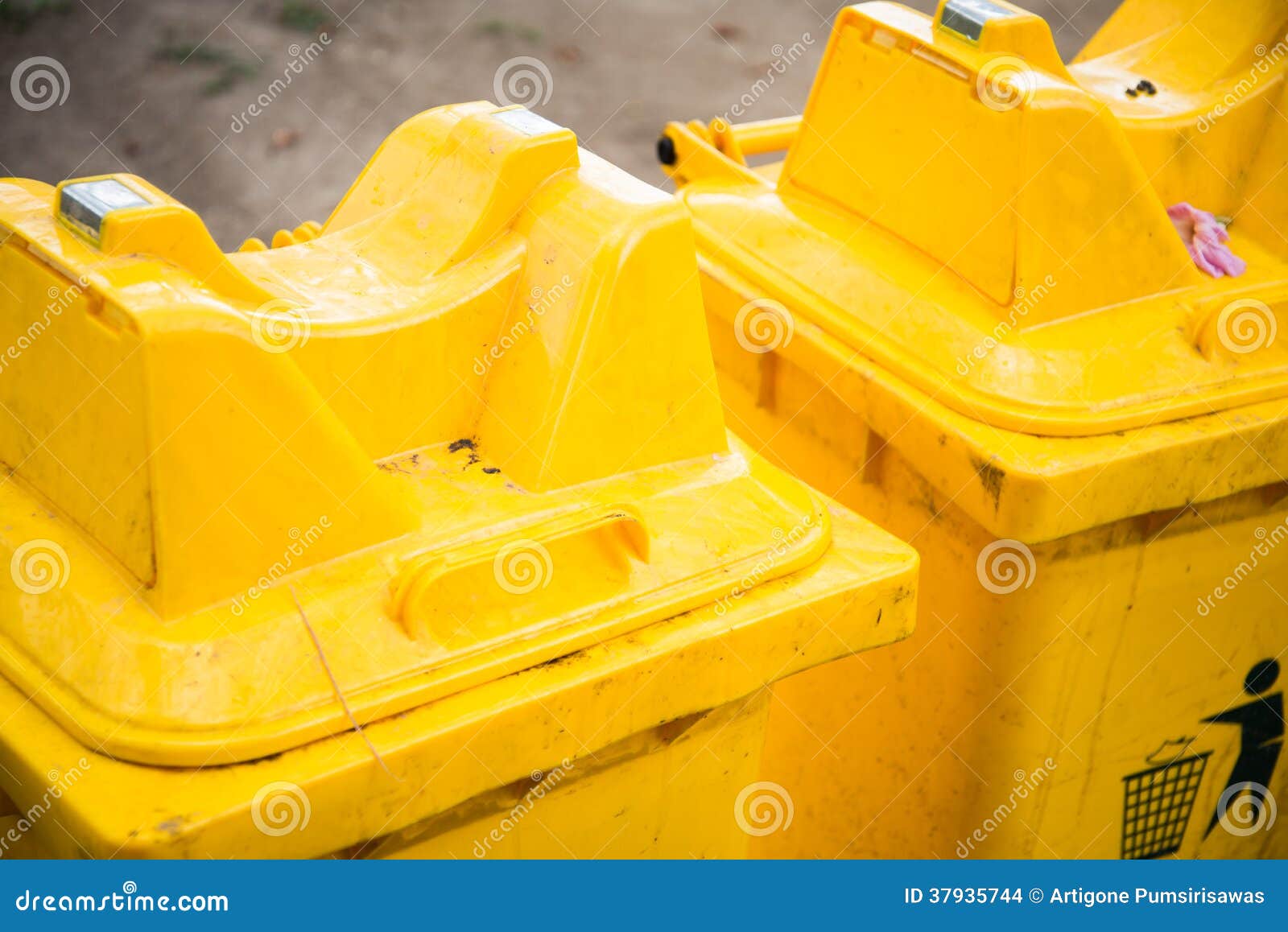 Yellow bins stock photo. Image of awareness, plastic - 37935744