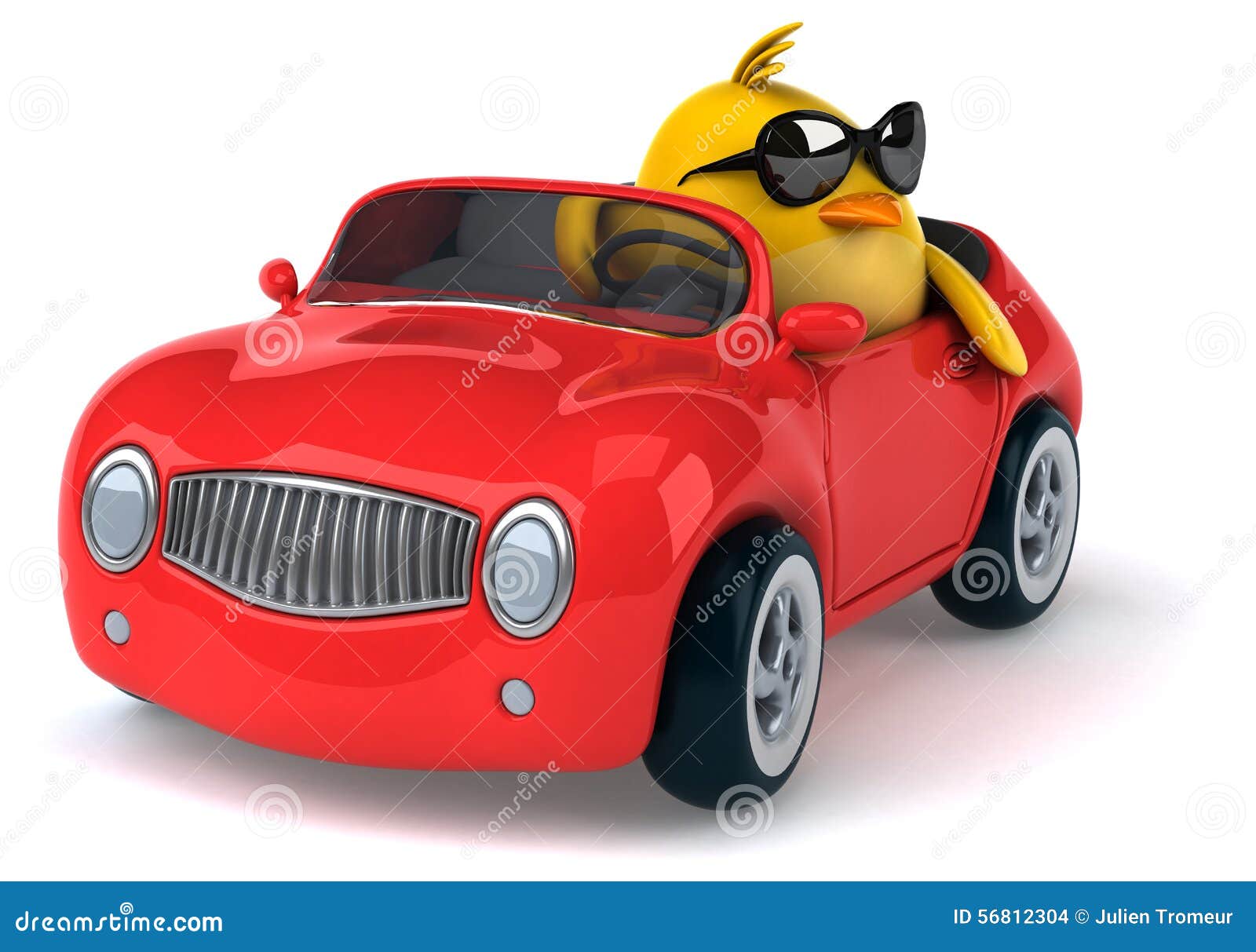 Yellow bird in a car stock illustration. Illustration of clipart - 56812304