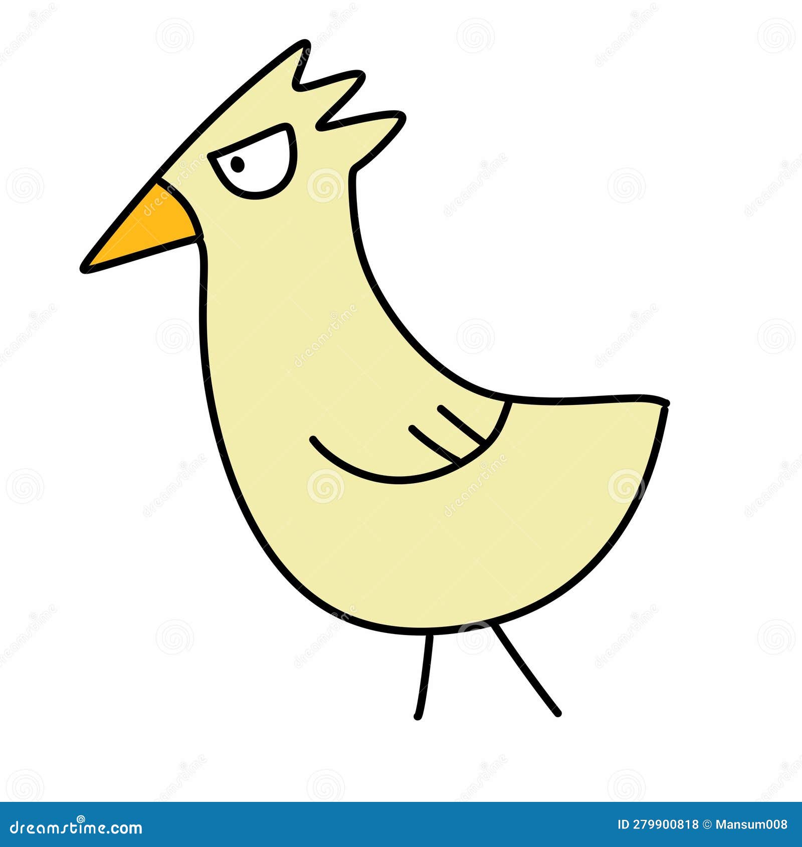 Yellow Bird Cartoon on White Background Stock Illustration ...