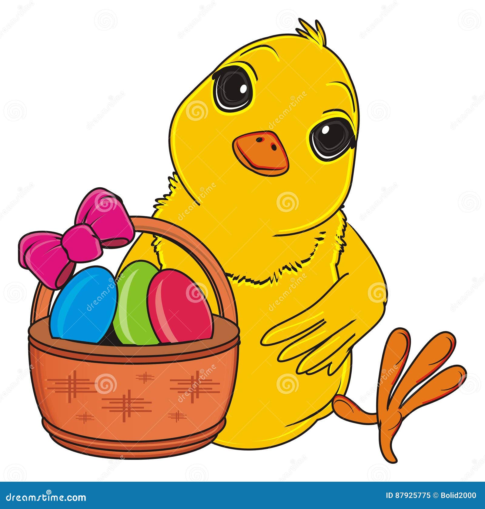 Yellow Bird and Easter`s Symbols Stock Illustration - Illustration of ...