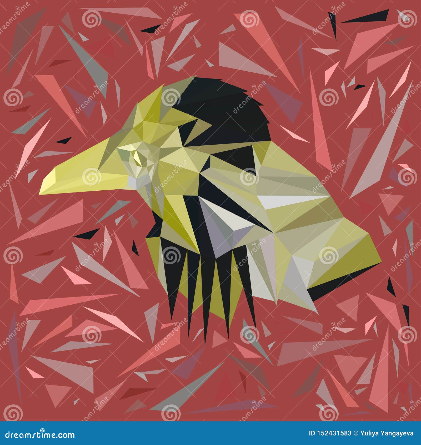 Yellow Bird in a Frame of Scattered Pink Triangles Stock Vector ...