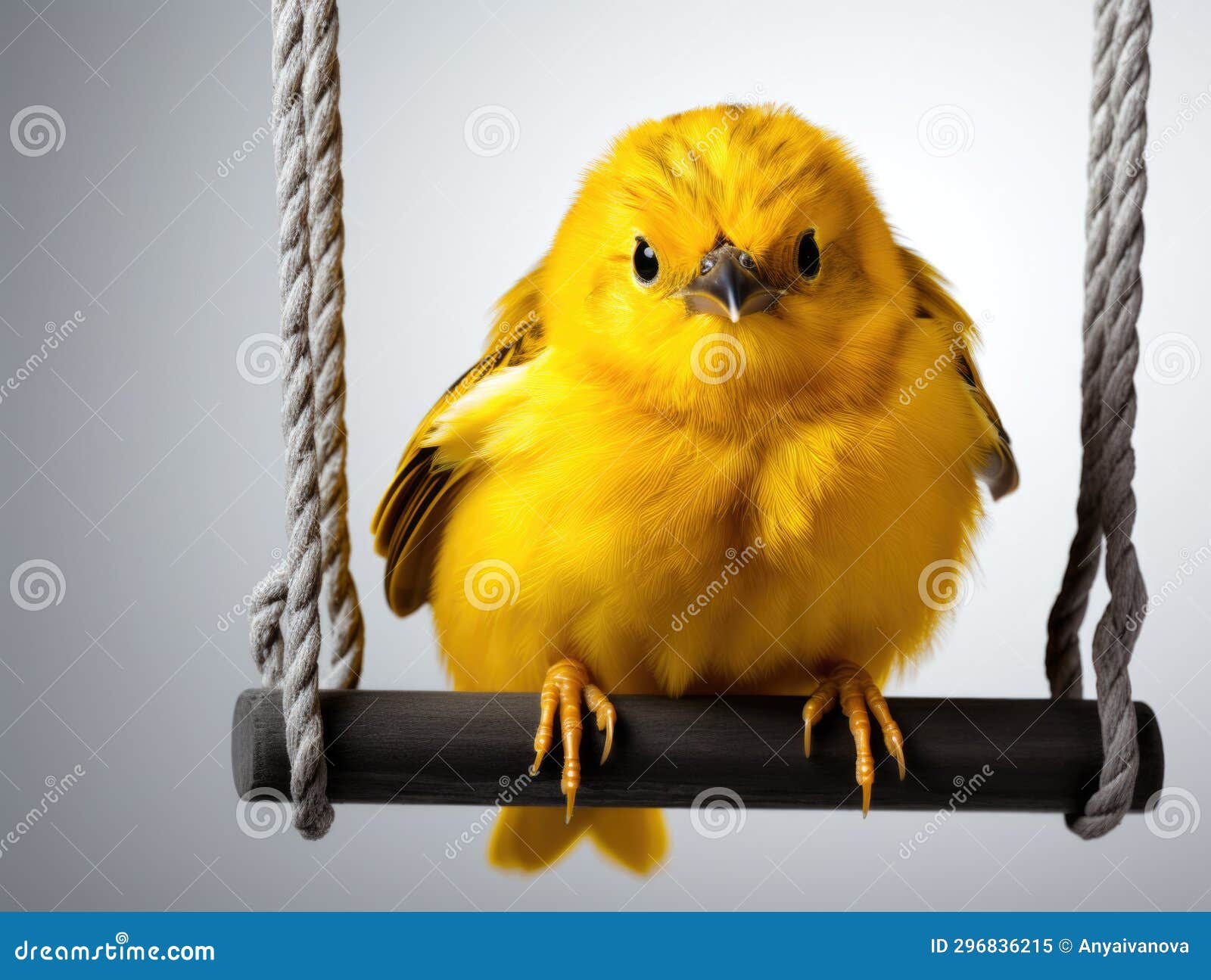 A Yellow Bird Sitting on a Rope Swing Stock Image - Image of rope ...