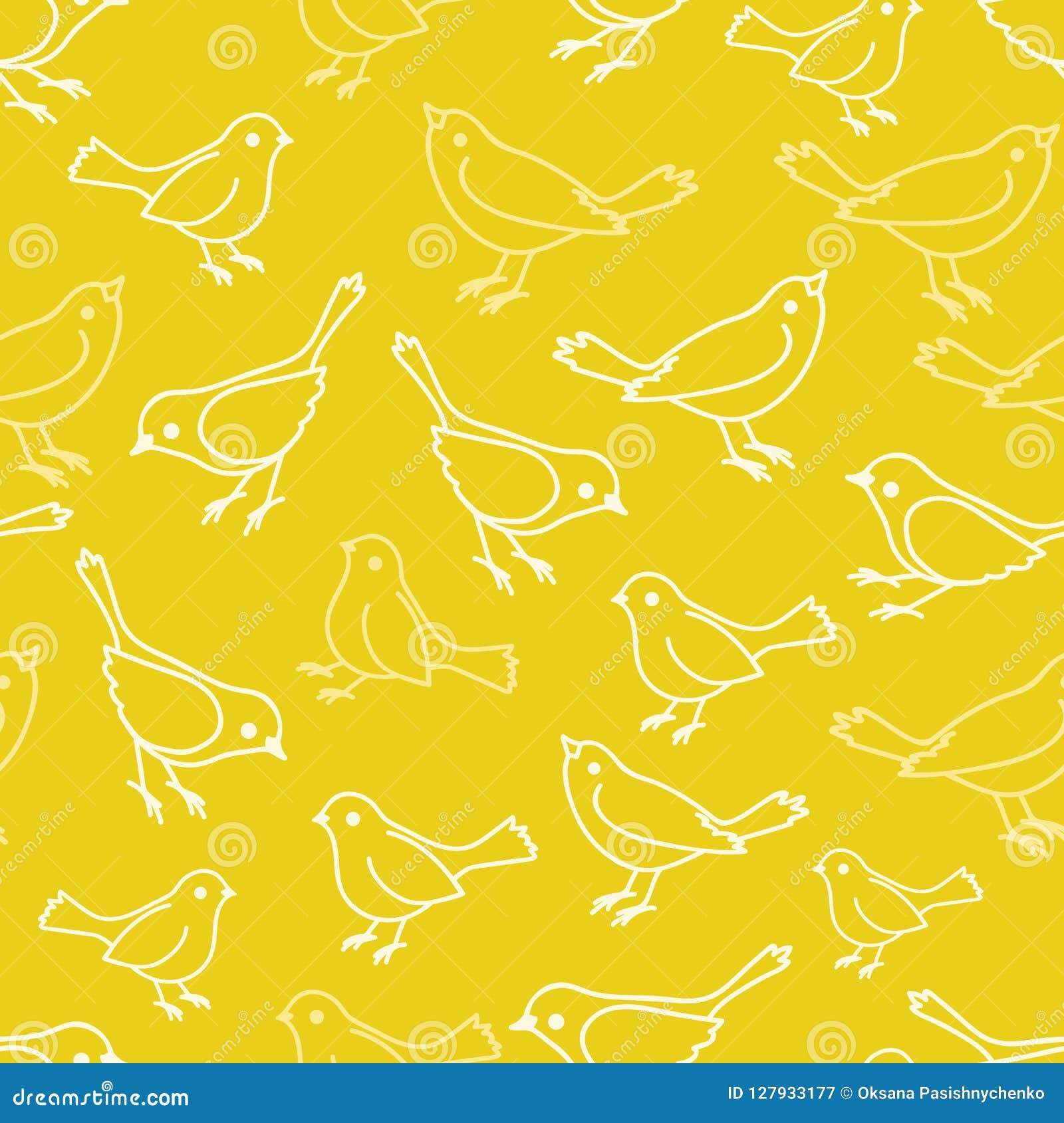 Yellow Birds Vector Seamless Repeat Pattern. Stock Vector ...