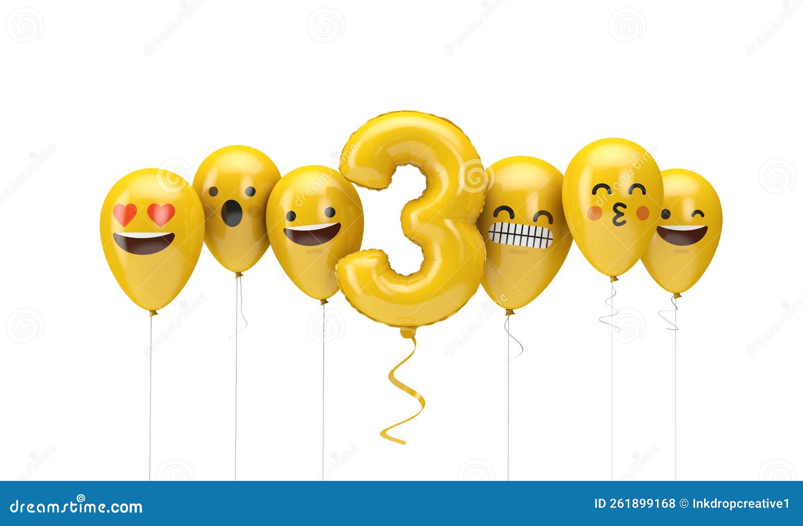 Yellow Birthday Balloon with Emoji Balloon Faces Stock Illustration ...