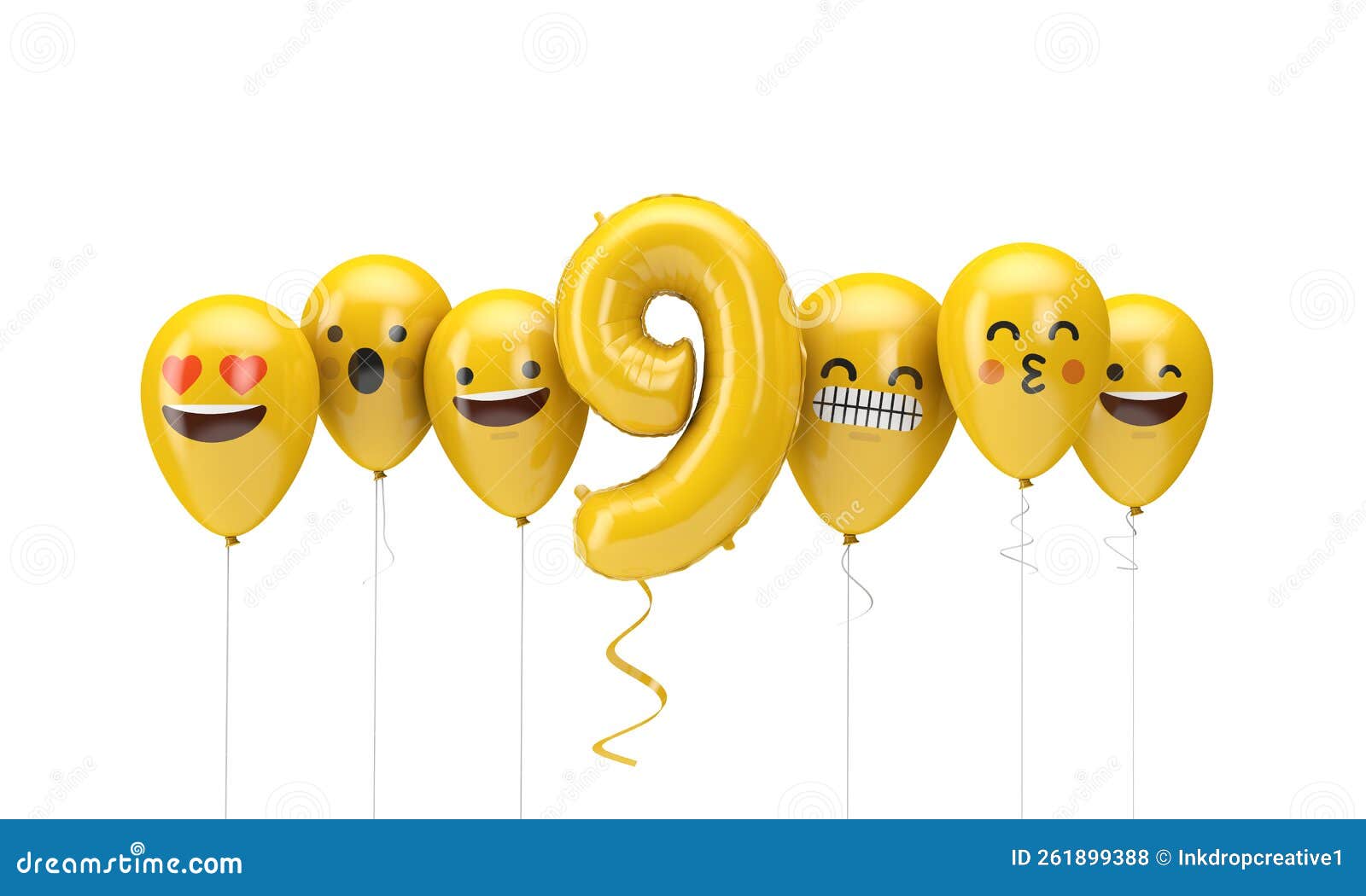 Yellow Birthday Balloon with Emoji Balloon Faces Stock Illustration ...
