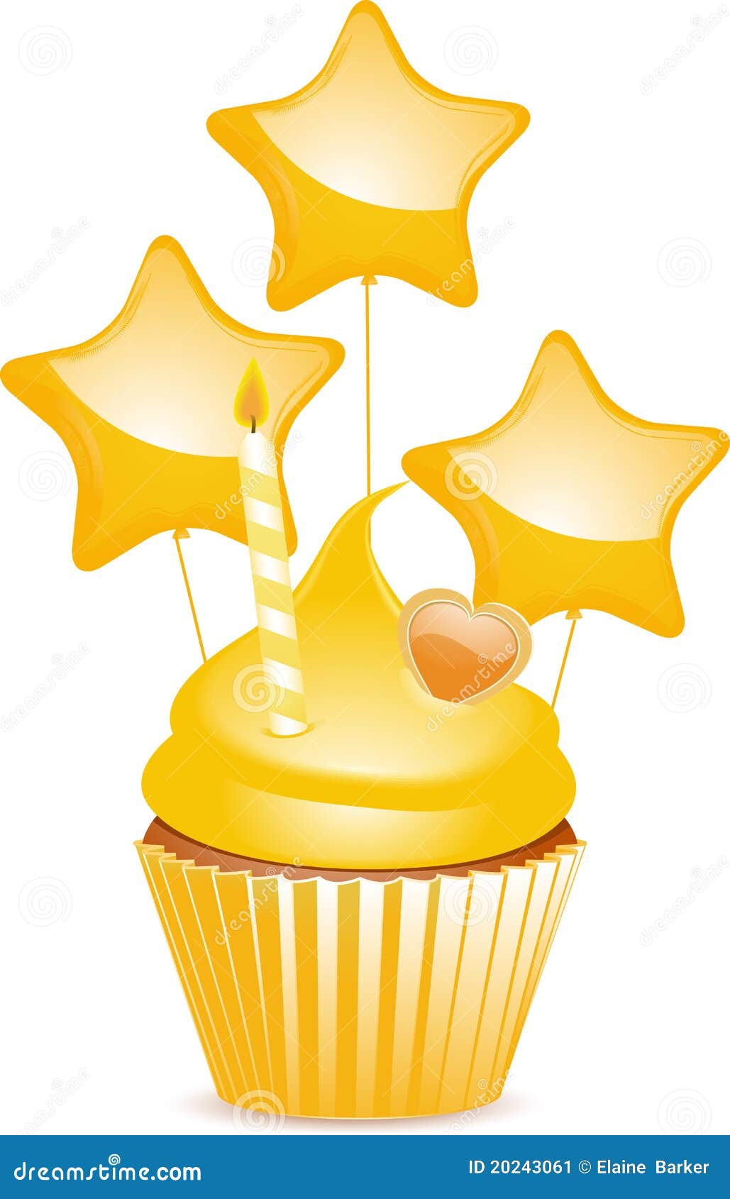 Yellow birthday cupcake stock illustration. Illustration of cupcake ...