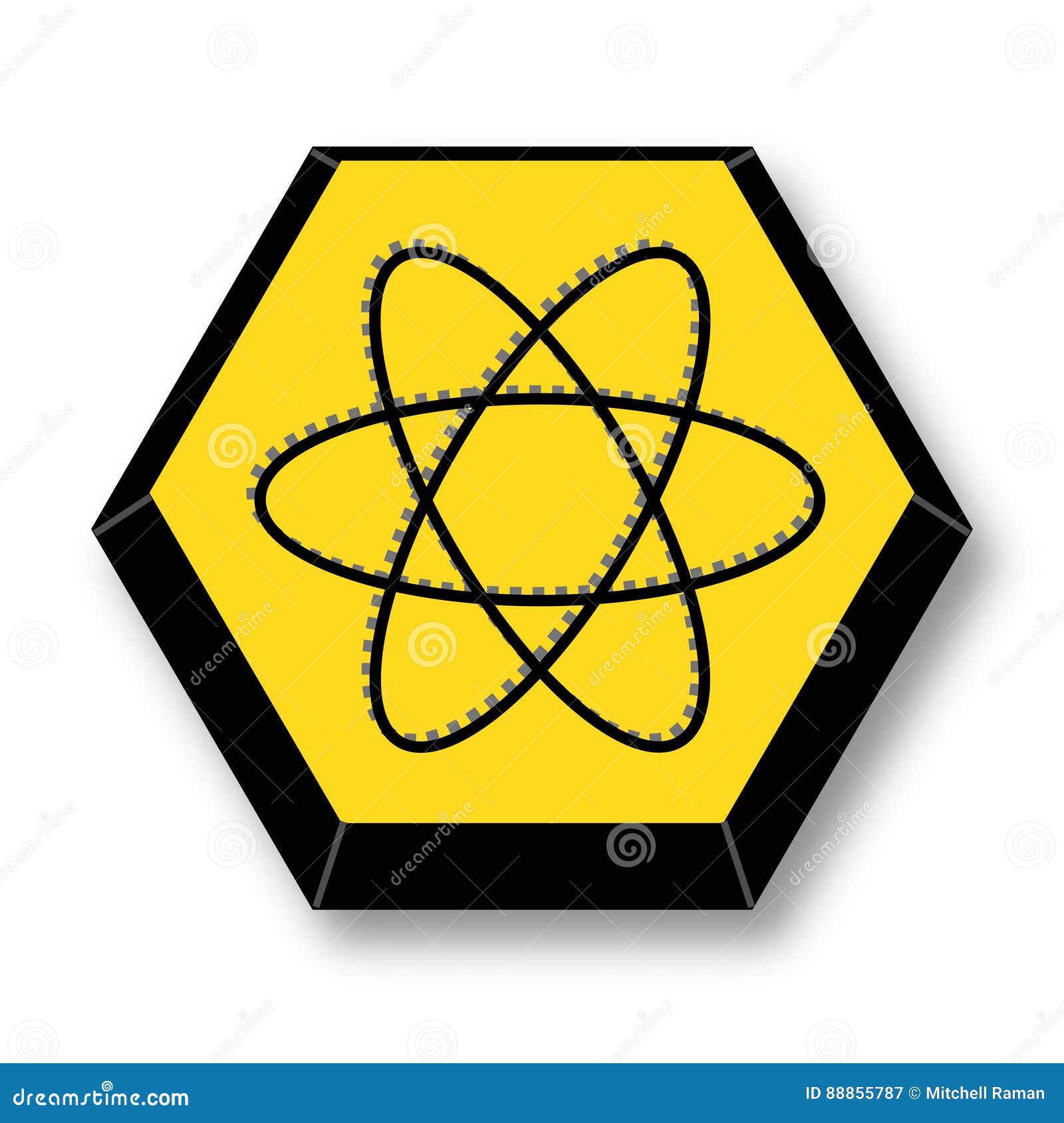 Yellow and Black Atom Element Symbol Stock Vector - Illustration of ...