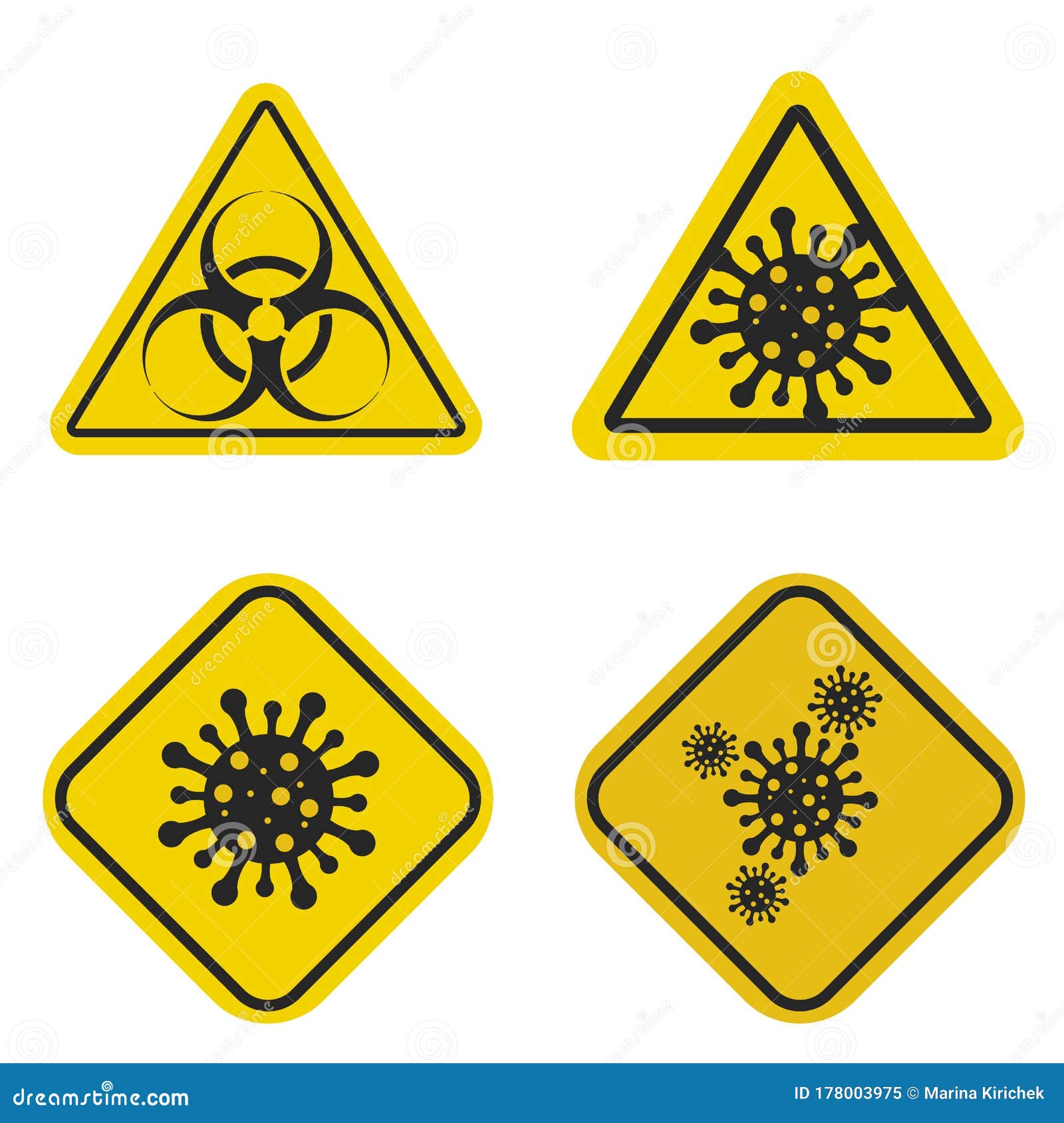 Yellow and Black Biohazard Warning Sign - Vector Stock Illustration ...