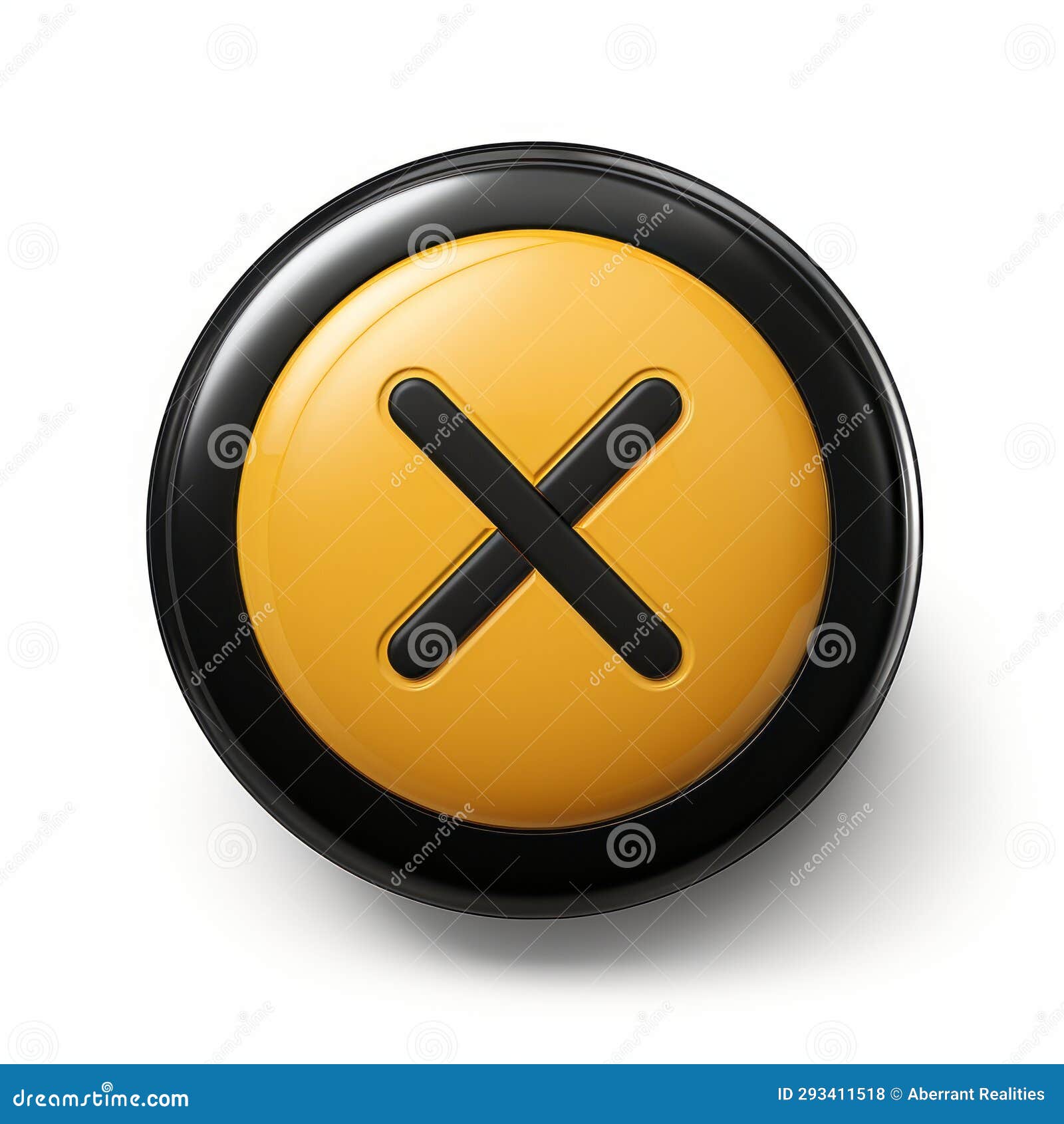 A Yellow and Black Button with an X Symbol on it Stock Illustration ...