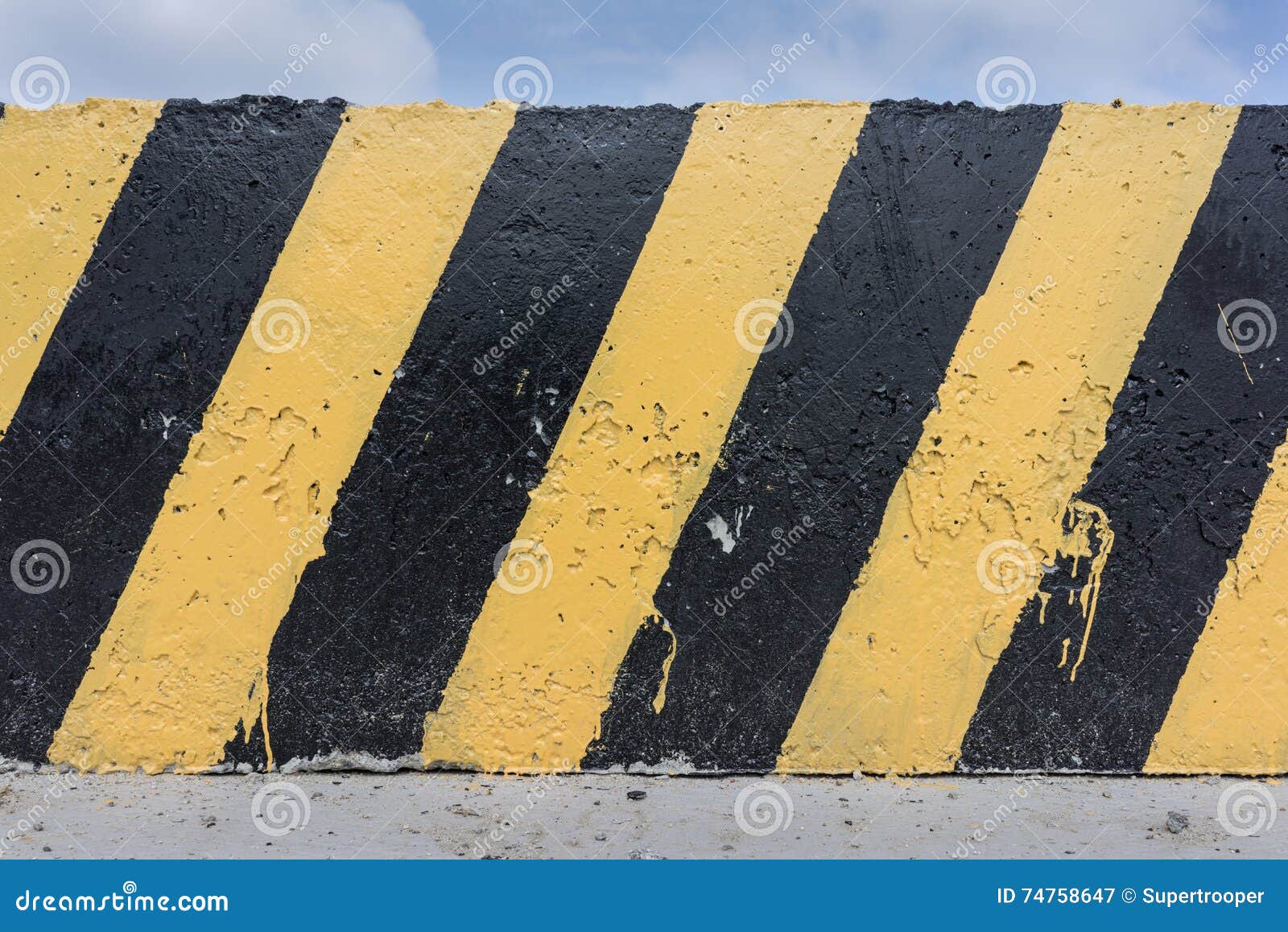 Yellow and Black Concrete Barrier Stock Image - Image of construct ...
