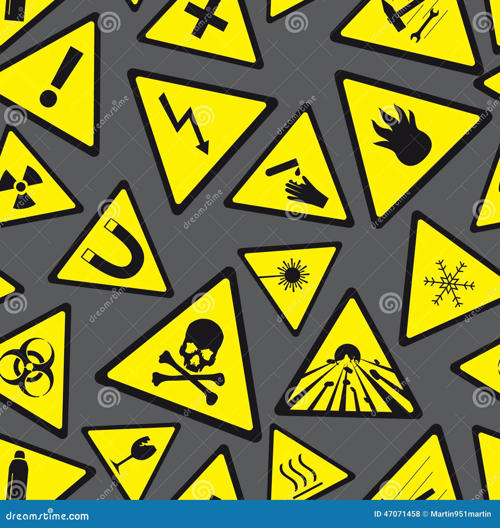 Yellow and Black Danger and Warning Signs Pattern Stock Vector ...
