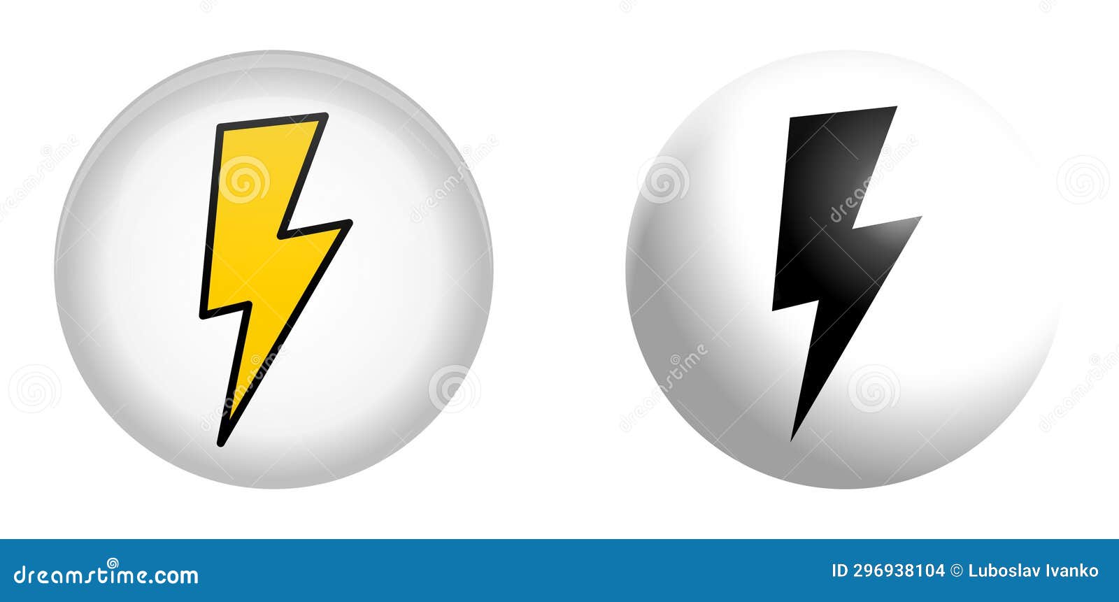 Yellow And Black Flash Symbol In White Sphere Or 3d Circle Vector ...