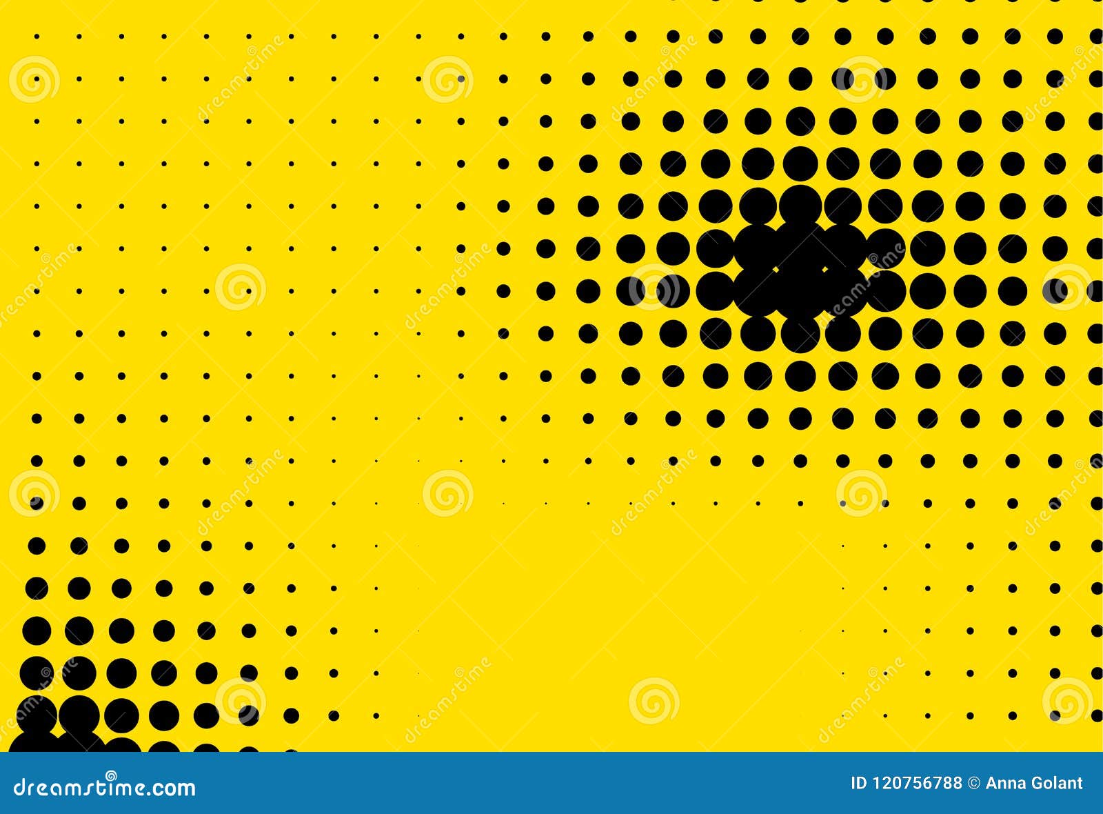 Yellow and Black Halftone Panel. Bright Dotted Pattern. Background with ...