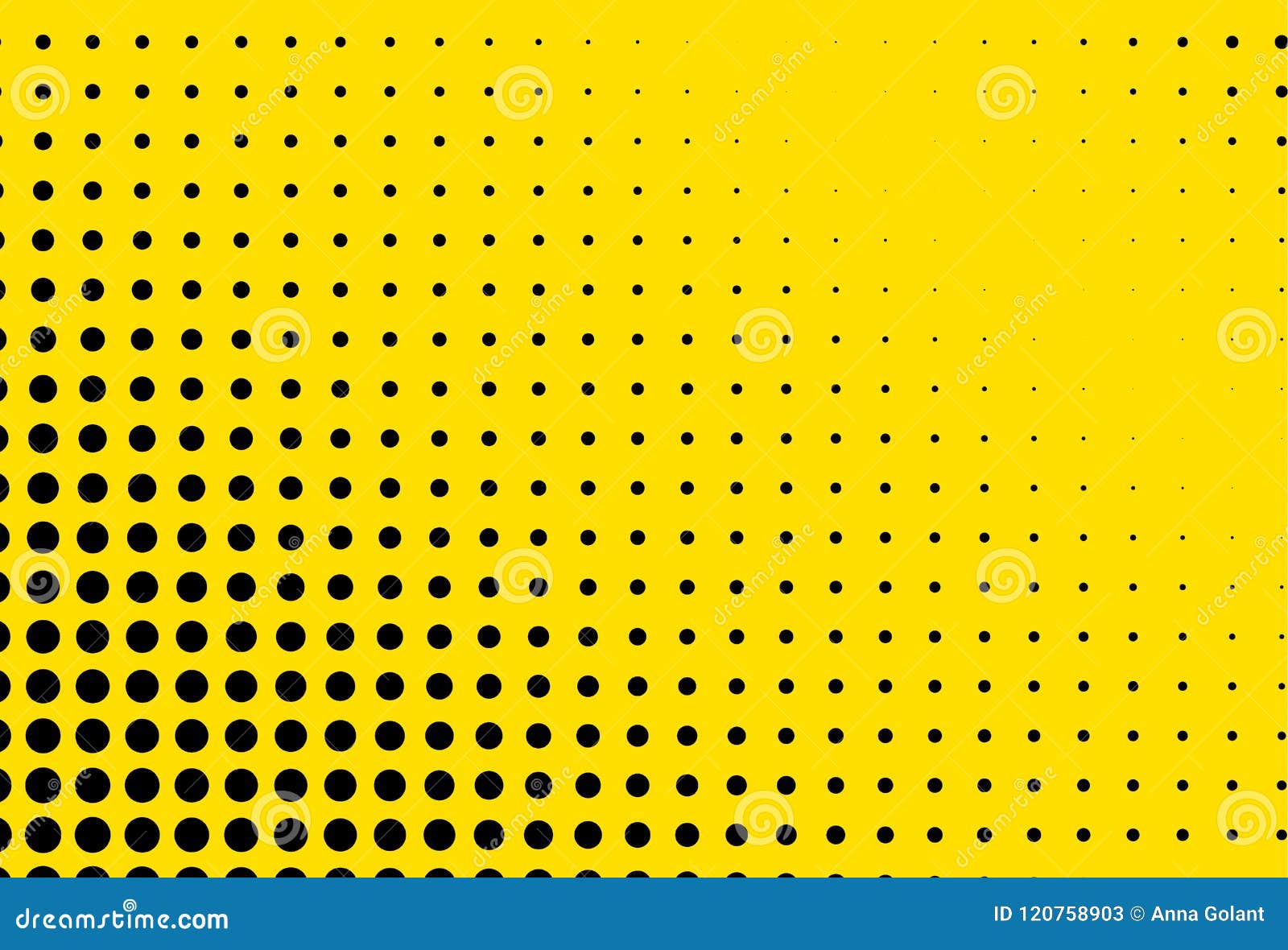 Yellow and Black Halftone Panel. Bright Dotted Pattern. Background with ...