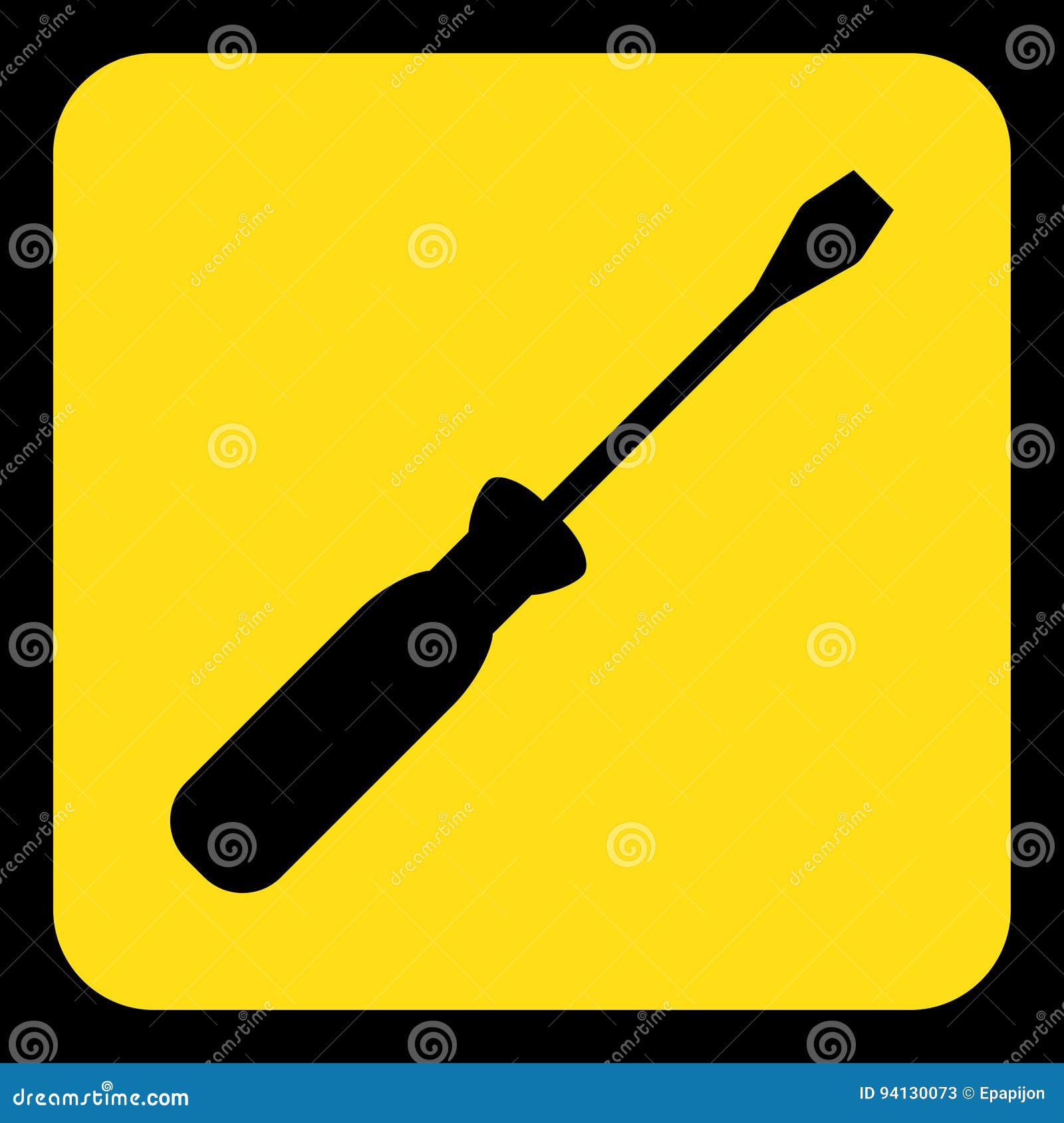 Yellow, Black Information Sign - Screwdriver Icon Stock Vector ...