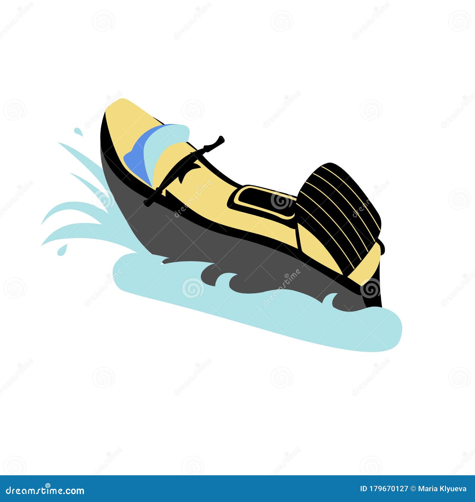 Yellow and Black Jet Ski in Cartoon Style. Vector Stock Vector ...