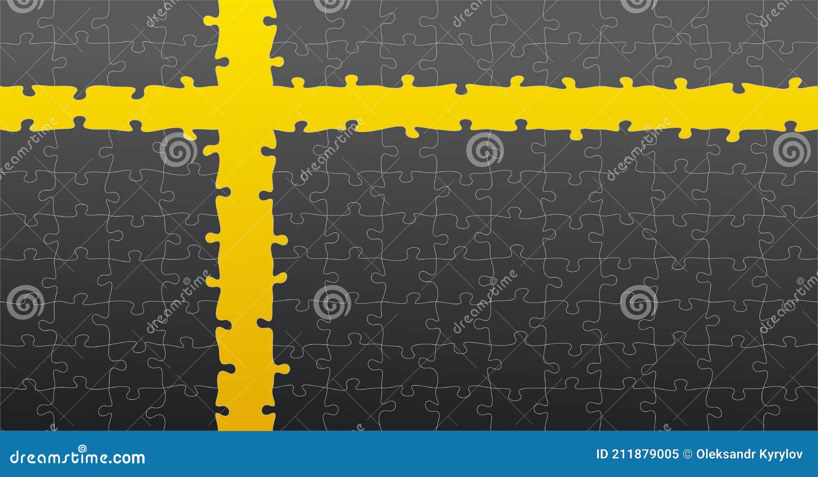 Yellow and Black Jigsaw Puzzle with Pieces Missing in the Form of Cross ...