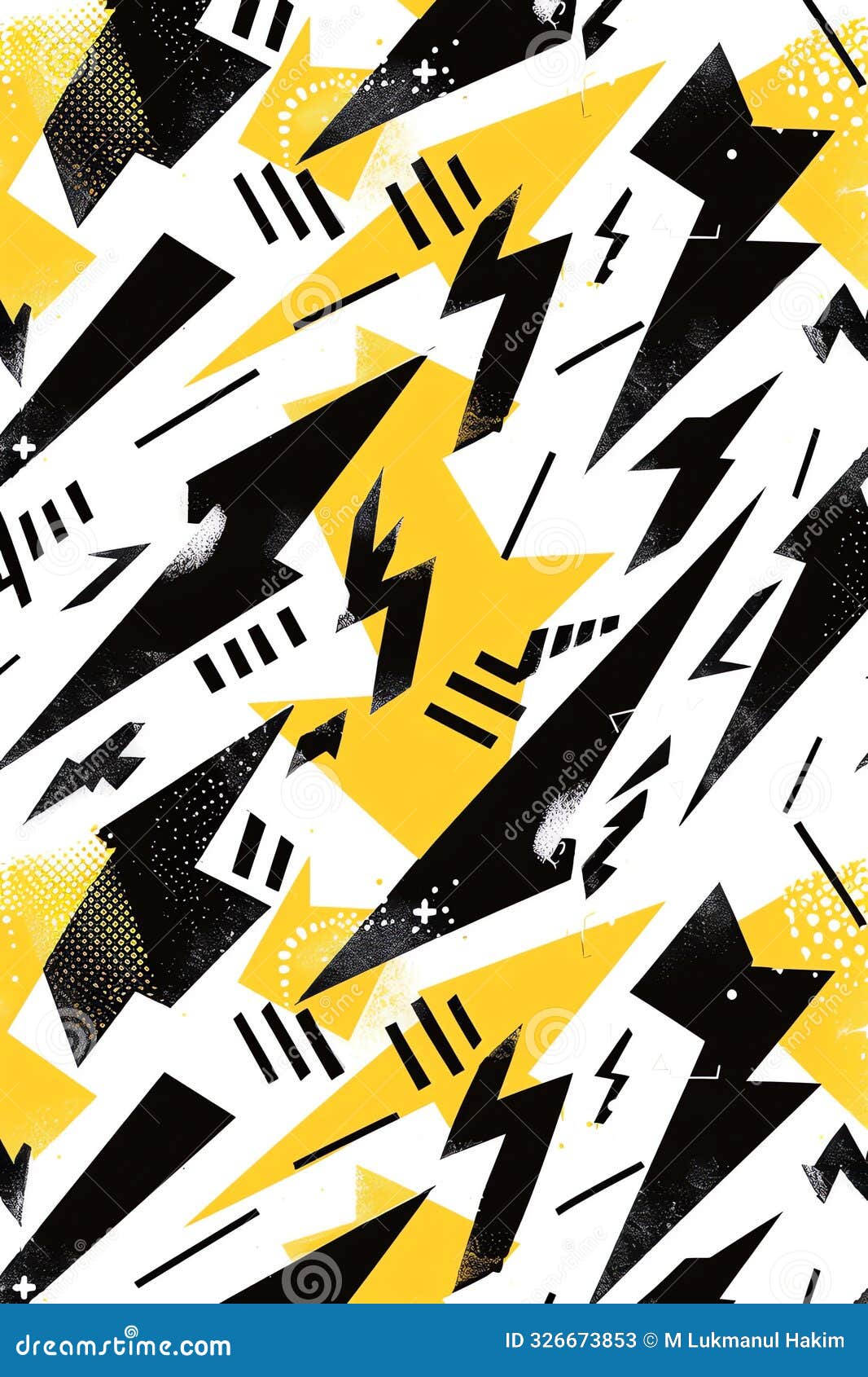 Yellow and Black Lightning Bolt Pattern on White Background Stock ...