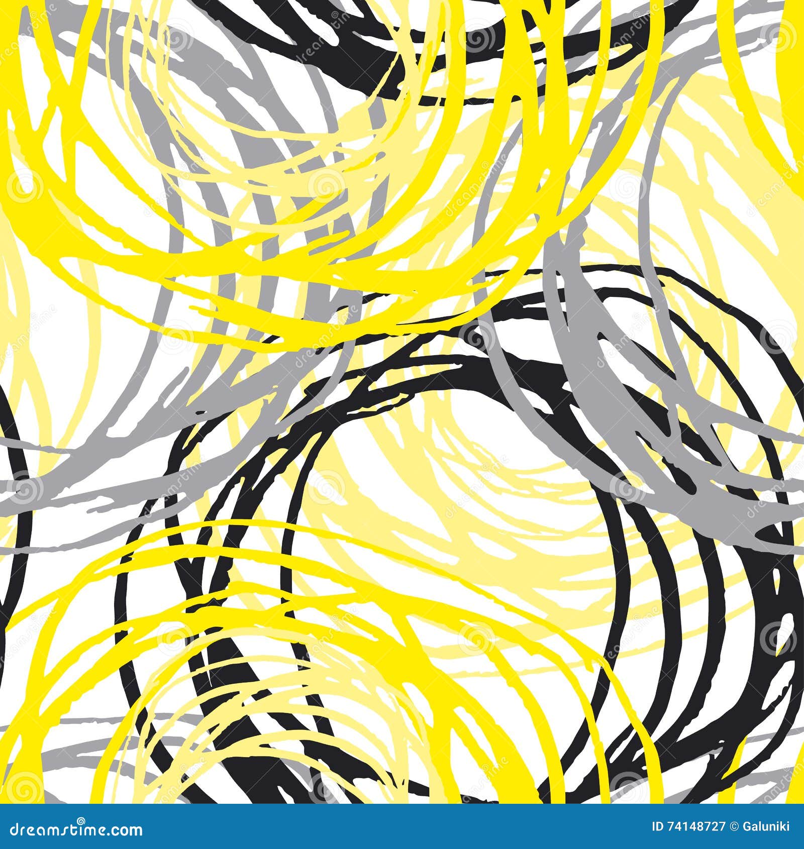 Yellow and Black Modern Sketch Seamless Pattern. Stock Vector ...