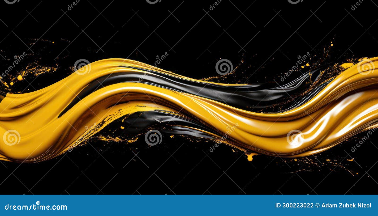 A Yellow and Black Paint Swirls Stock Illustration - Illustration of ...