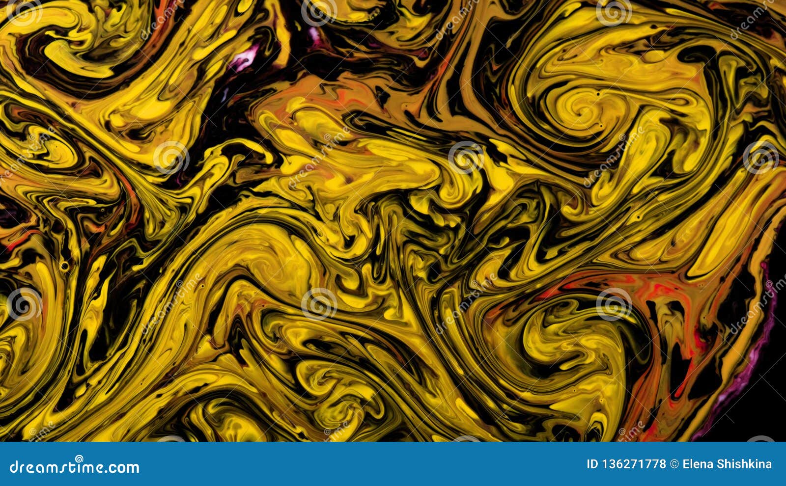 Yellow and Black Psychedelic Patterns of Multi-colored Paints Mixed ...