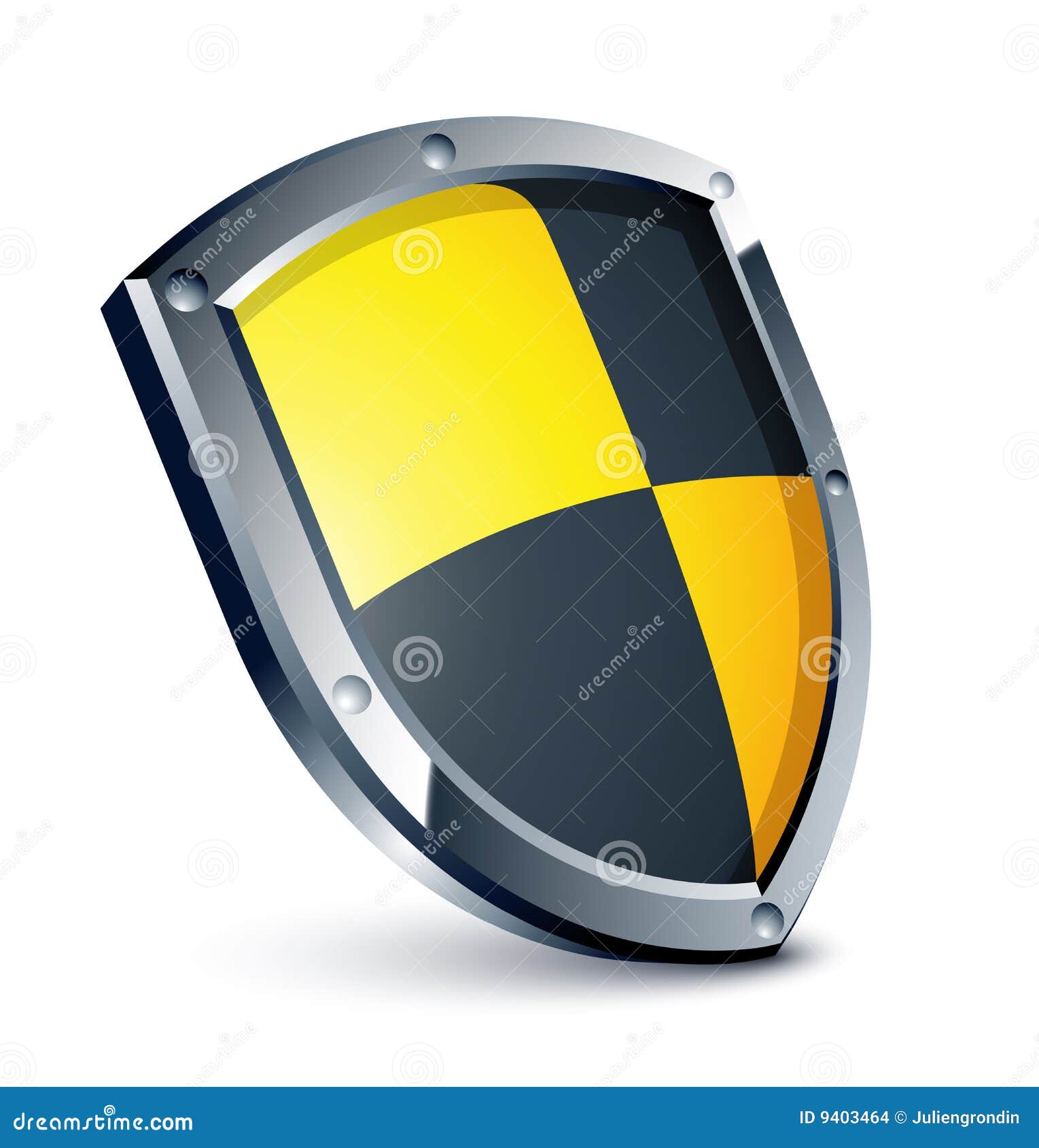 Yellow and black shield stock vector. Illustration of metal - 9403464