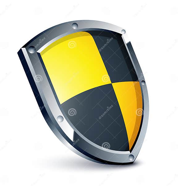 Yellow and black shield stock vector. Illustration of metal - 9403464
