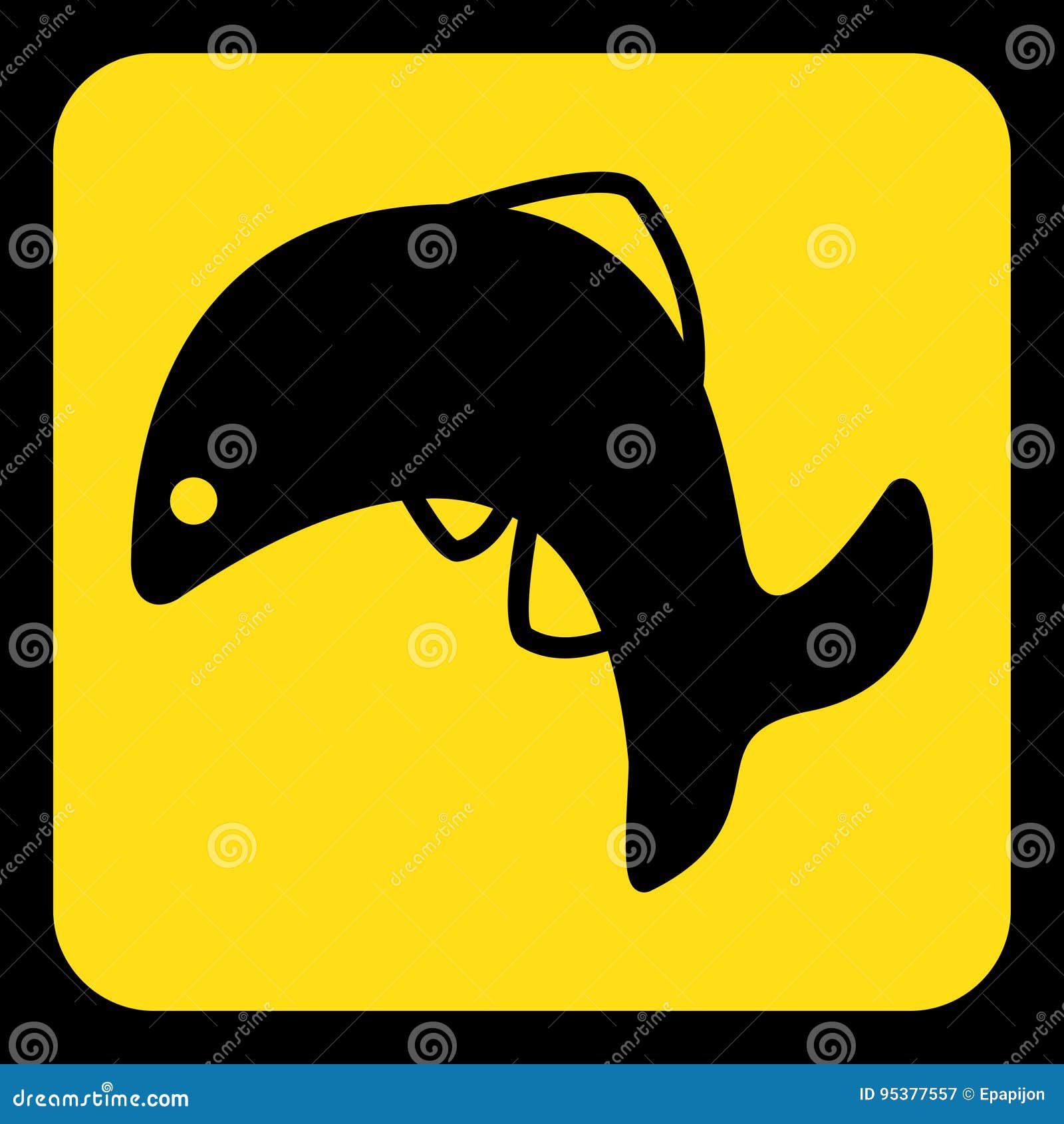 Yellow, Black Sign - Jumping Fish, Dolphin Icon Stock Vector ...