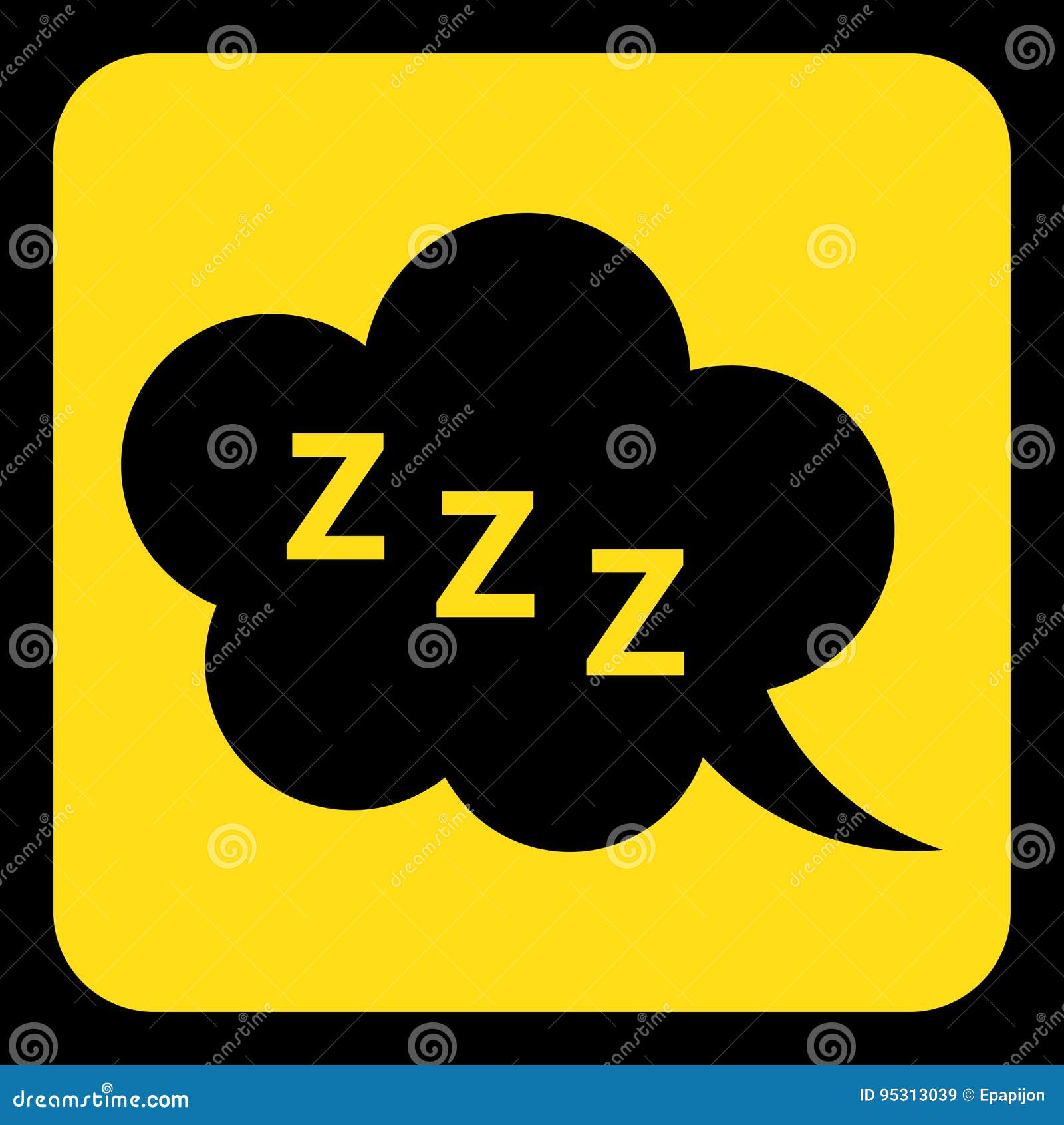 Yellow, Black Sign - ZZZ Speech Bubble Icon Stock Vector - Illustration ...