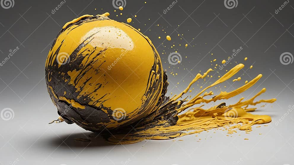 Yellow and Black Splattered Egg Artwork Creating Dynamic Abstract ...