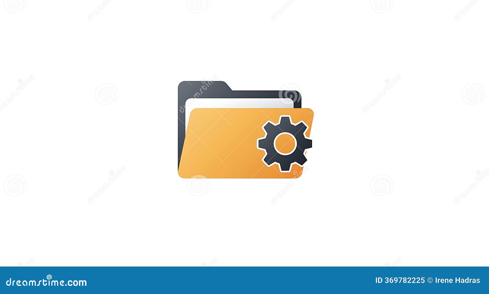 Yellow And Black Stylized Folder Icon With A Gear Symbol On The Front ...