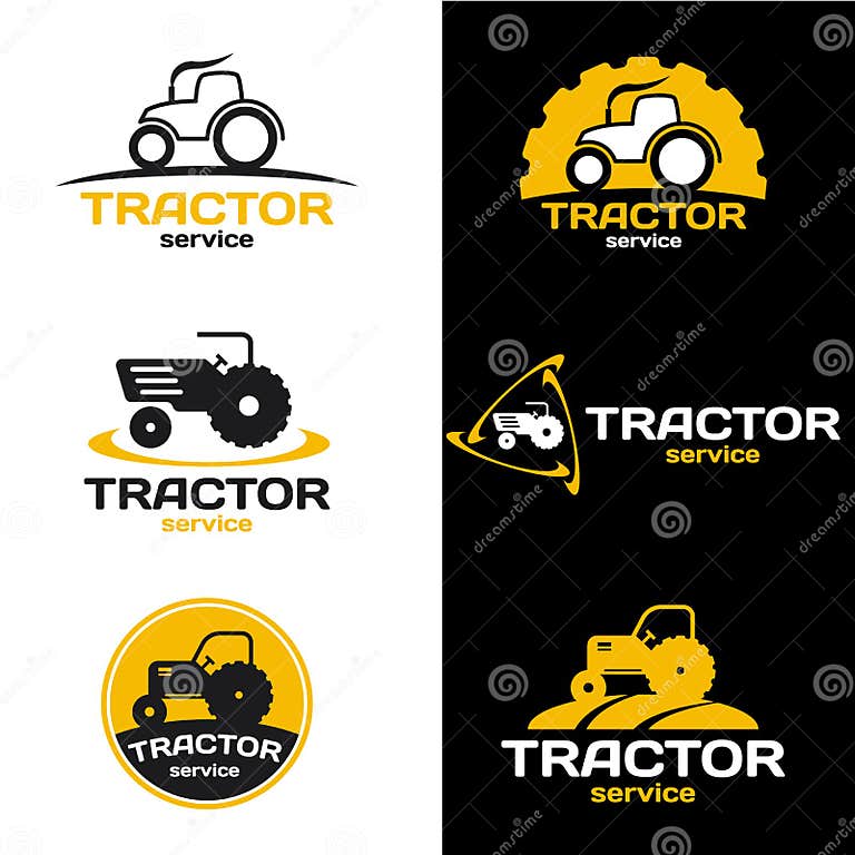 Yellow and Black Tractor Logo Vector Set Design Stock Vector ...