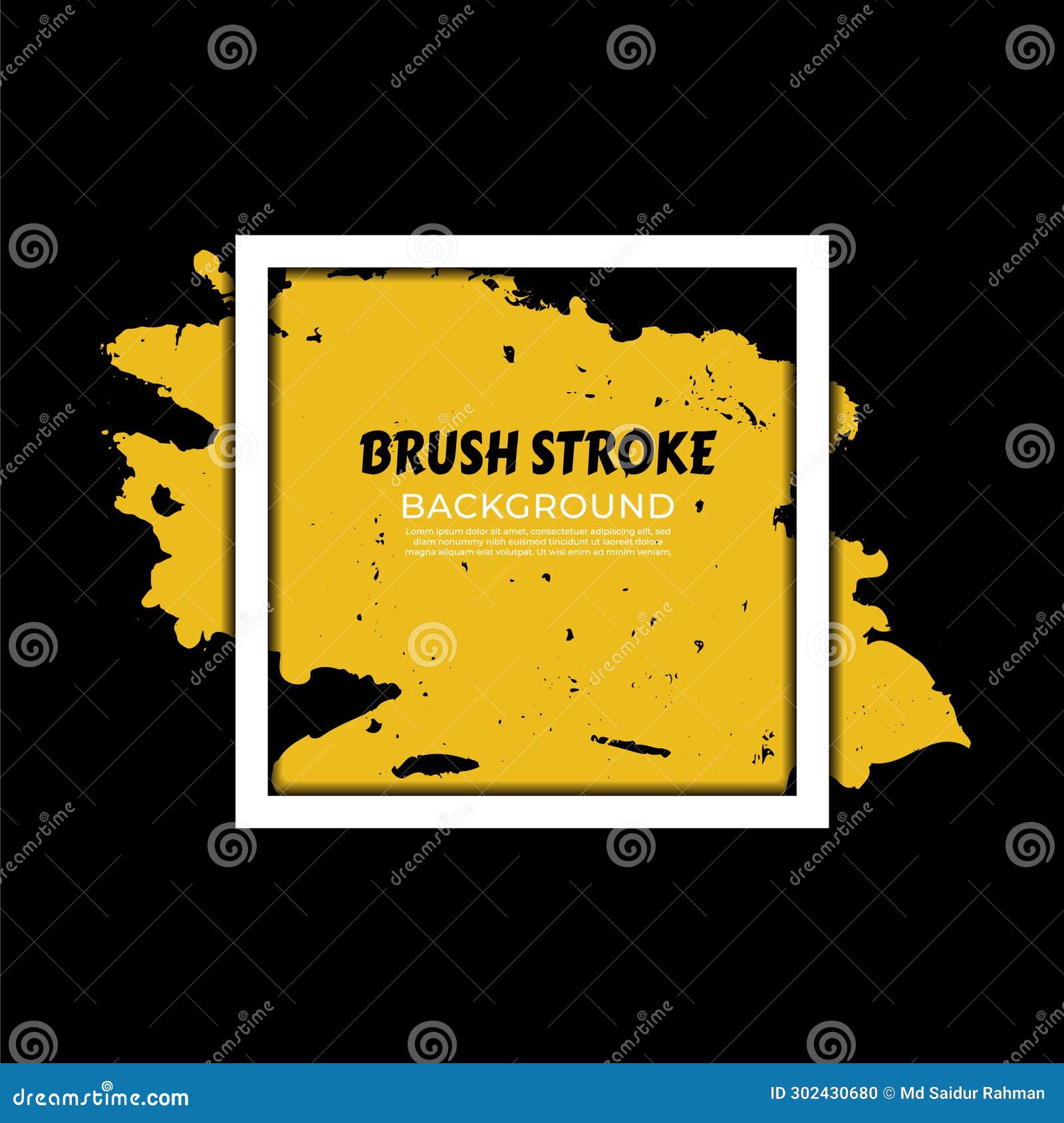 Yellow Black And White Color Brush Stroke Frame, Squire Brush Stroke ...