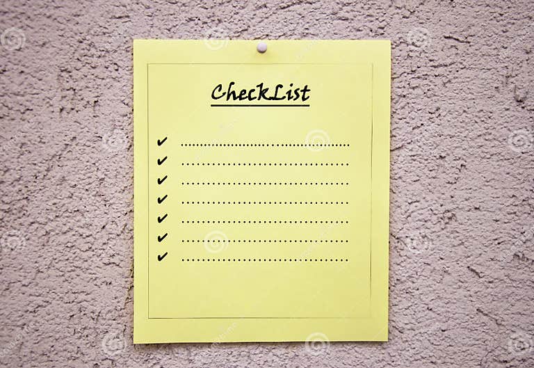 Yellow blank checklist stock image. Image of notepad - 91538749