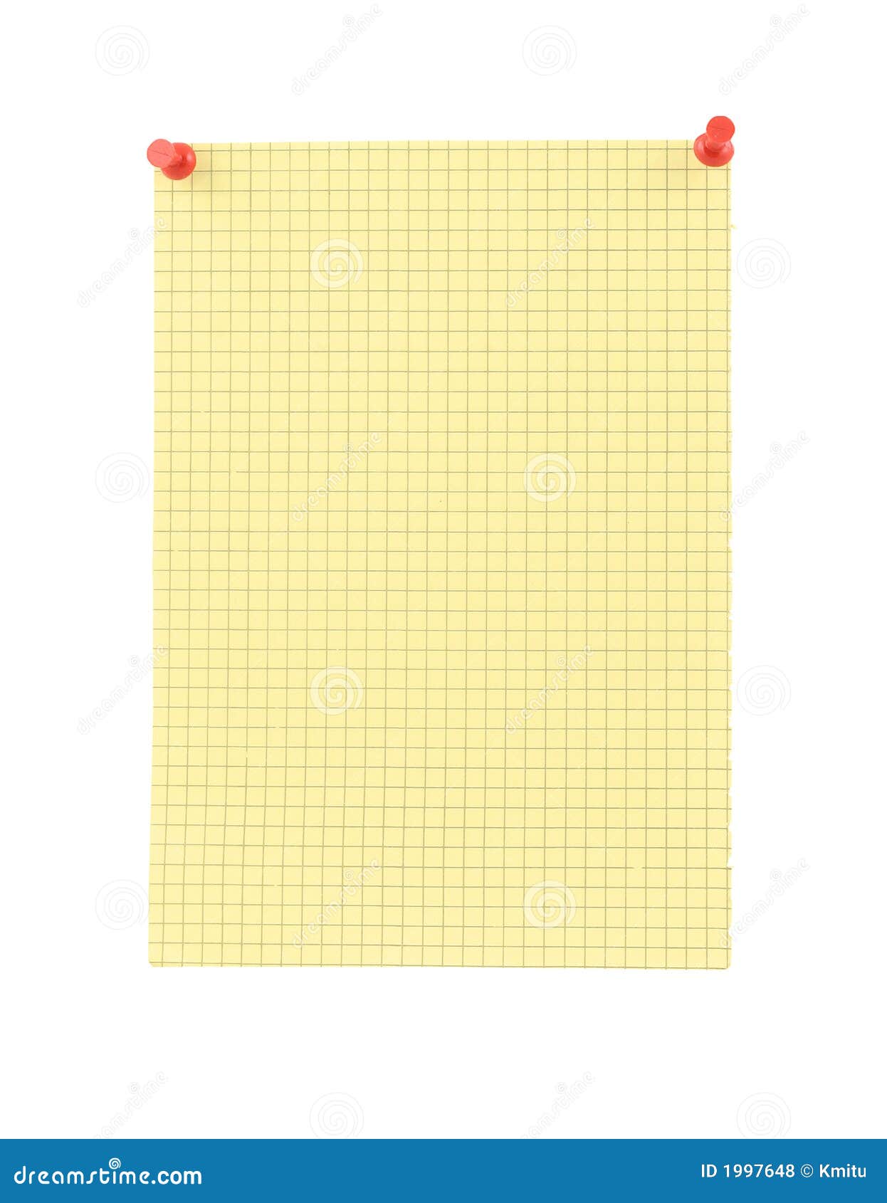 Yellow Blank Thumbtacked Squared Paper Page Stock Photo - Image of ...